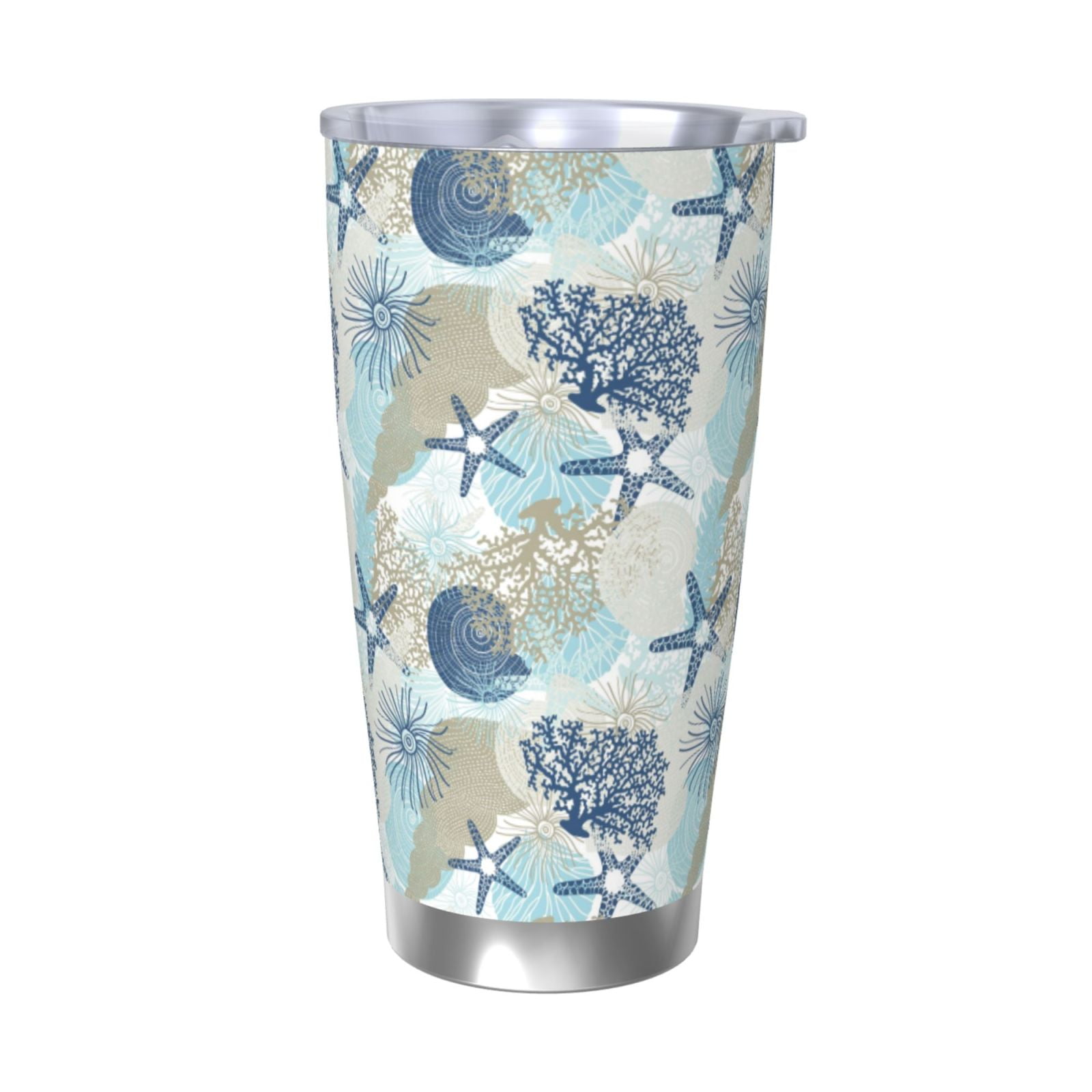 Balery Algae Corals and Seashells Pattern 20oz Insulated Car Cup with ...