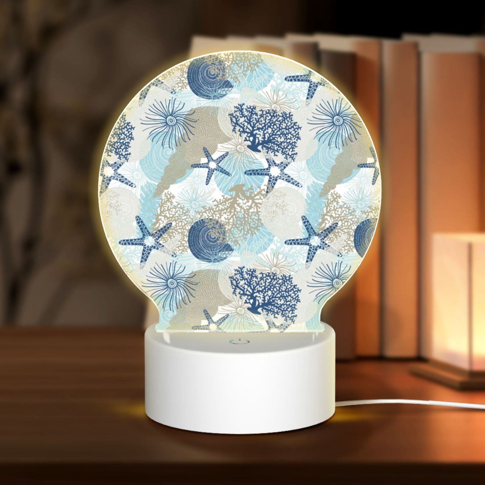 Balery Algae Corals and Seashells Pattern Acrylic Night Light Gift with ...