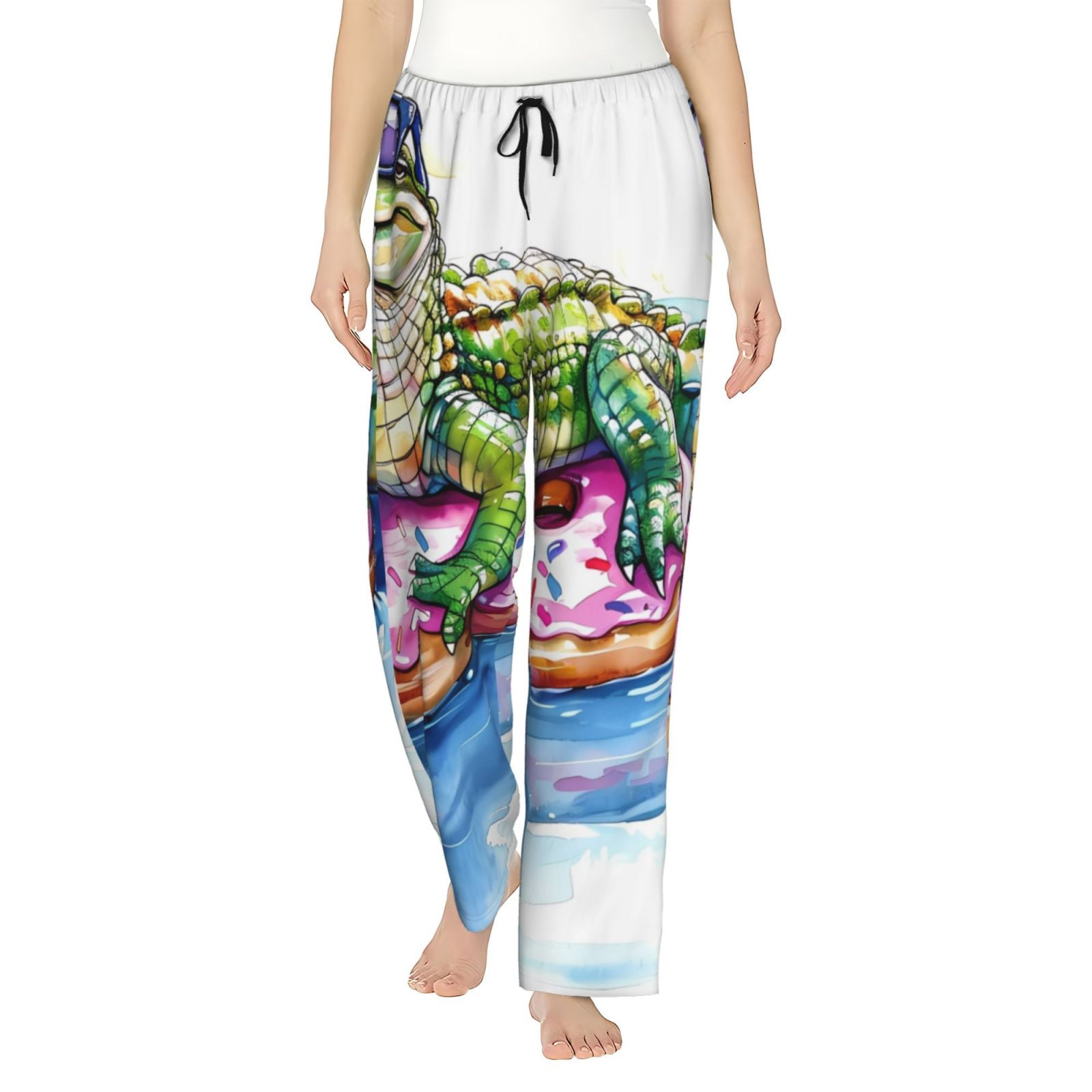 Balery Alligator Donut Pool Float print Women's Pajama Pants,Ultra ...