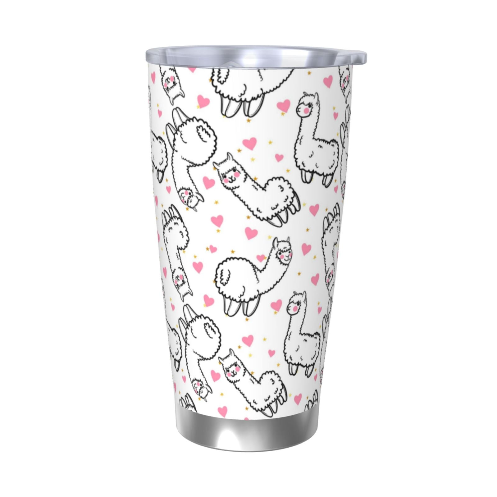 Balery Alpacas and Hearts Pattern 20oz Insulated Car Cup with Dual ...