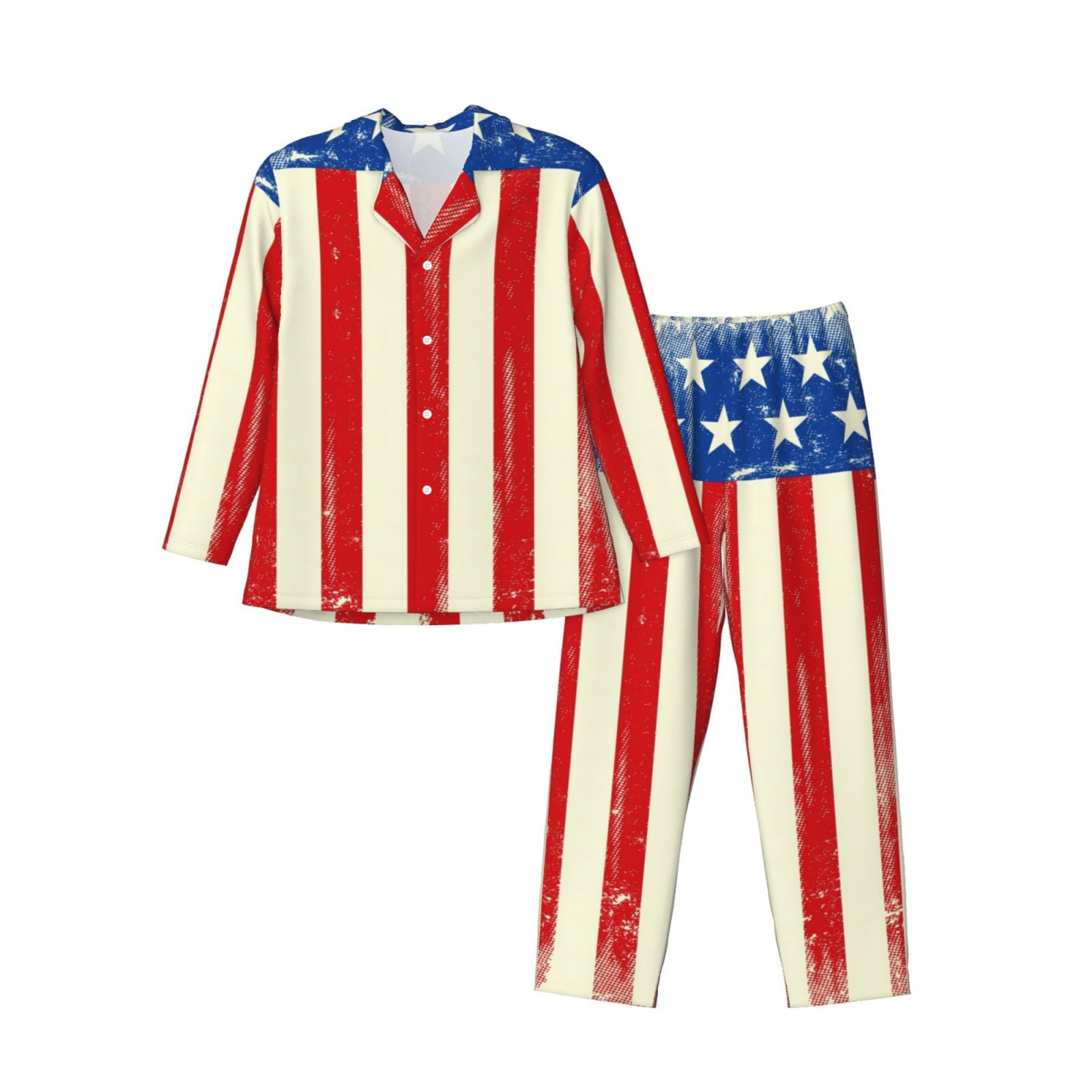 Balery America Flags2 Pattern Pajama Sets for Men Long Sleeve 2 Piece ...