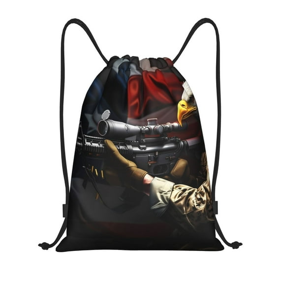 Balery American Bald Eagle Warrior Pattern Drawstring Backpack Bag ...