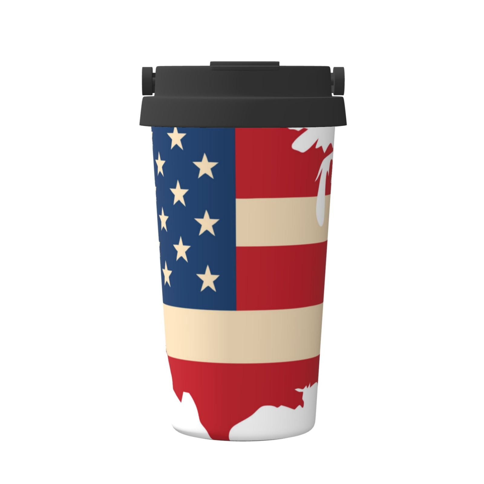 Balery American Flag Map Pattern Insulated Coffee Travel Mug Stainless ...