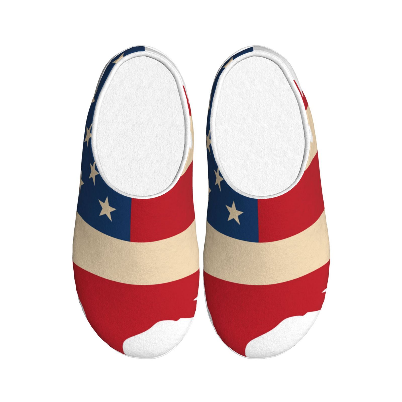 Balery American Flag Map Pattern Women's Fuzzy Memory Foam Slippers ...