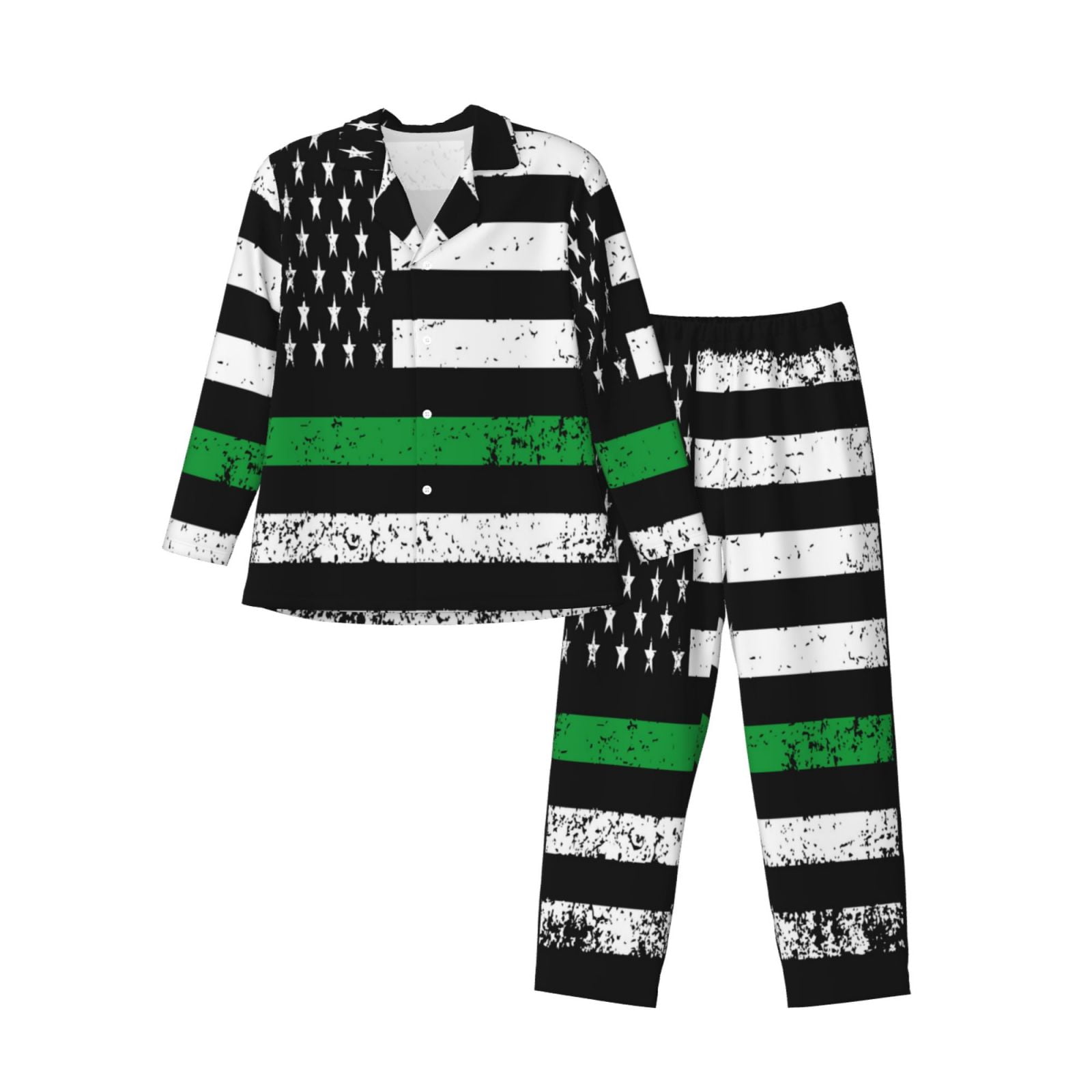 Balery American Flag Pattern Pajama Sets for Men Long Sleeve 2 Piece ...