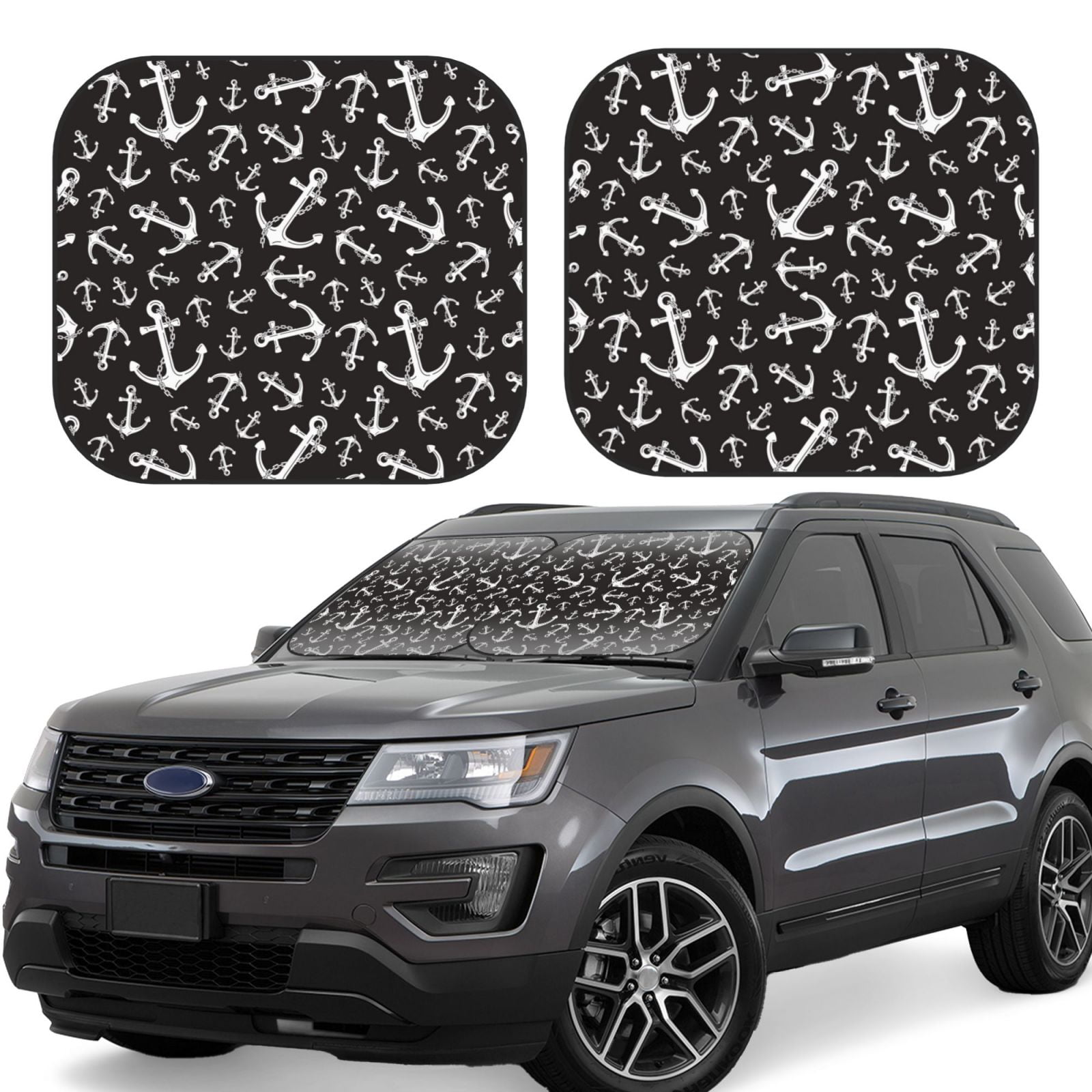 Balery Anchor Sun Shield 2 Pack For Car Front Windows Foldable Sun ...