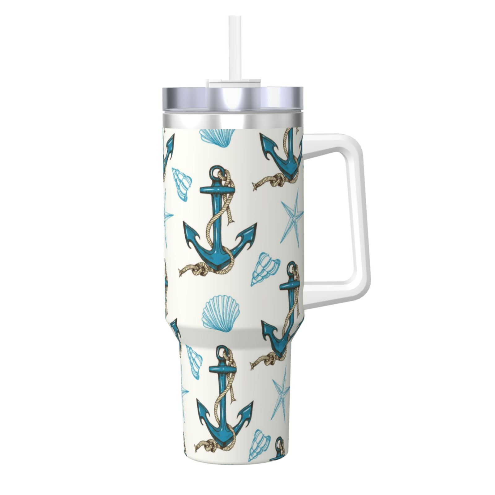 Balery Anchors And Shells Pattern 40oz Stainless Steel Tumbler Double ...