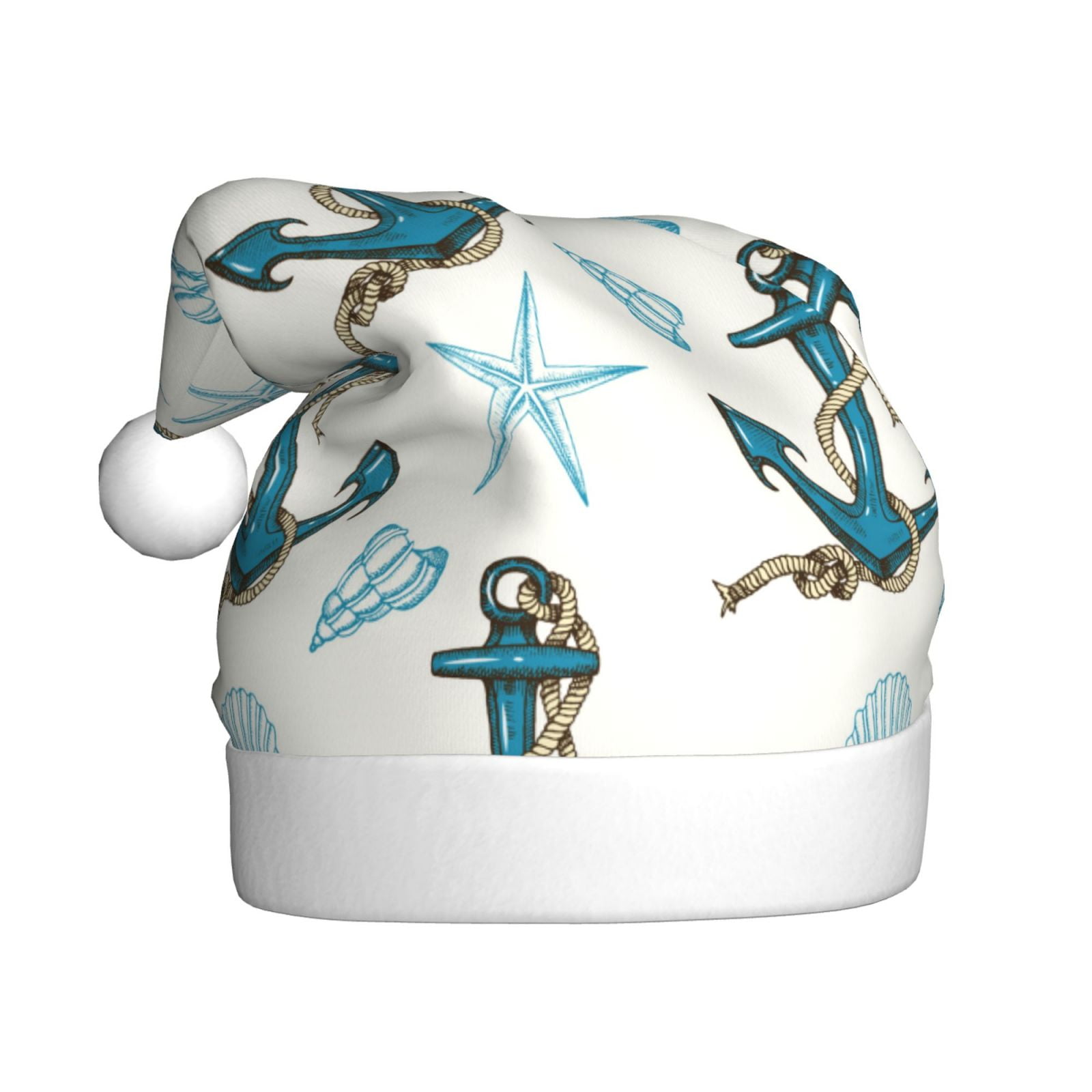Balery Anchors And Shells Pattern Santa Hat Christmas Hat Funny ...