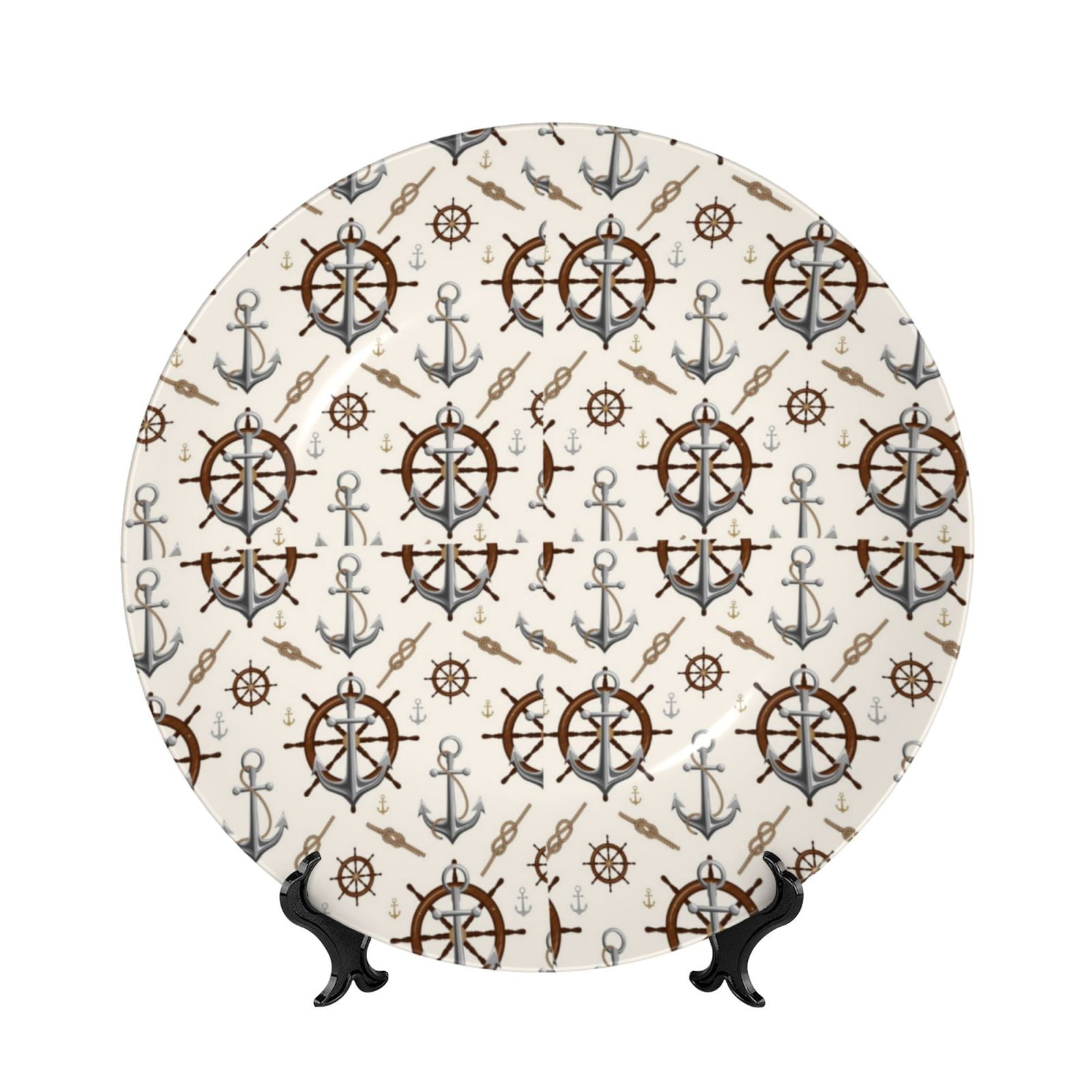 Balery Anchors with Rope Print Bone China Decorative Plate Ceramic ...