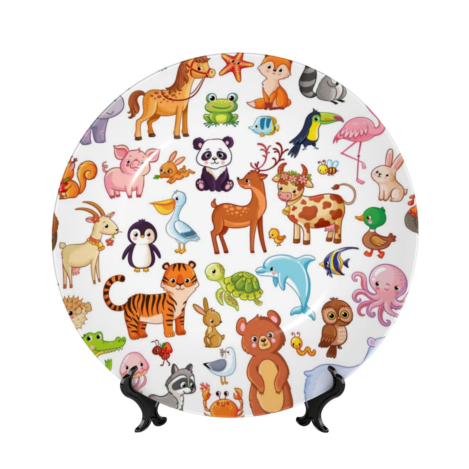 Balery Animal Cartoon Style Print Bone China Decorative Plate Ceramic ...