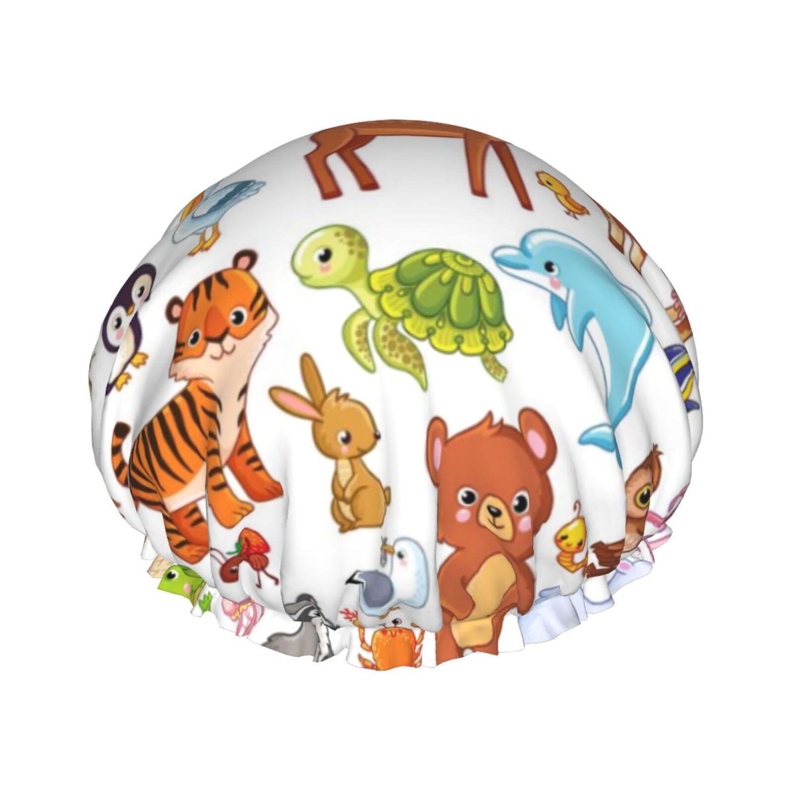 Balery Animal Cartoon Style Shower Caps, Double Layer Waterproof Shower ...