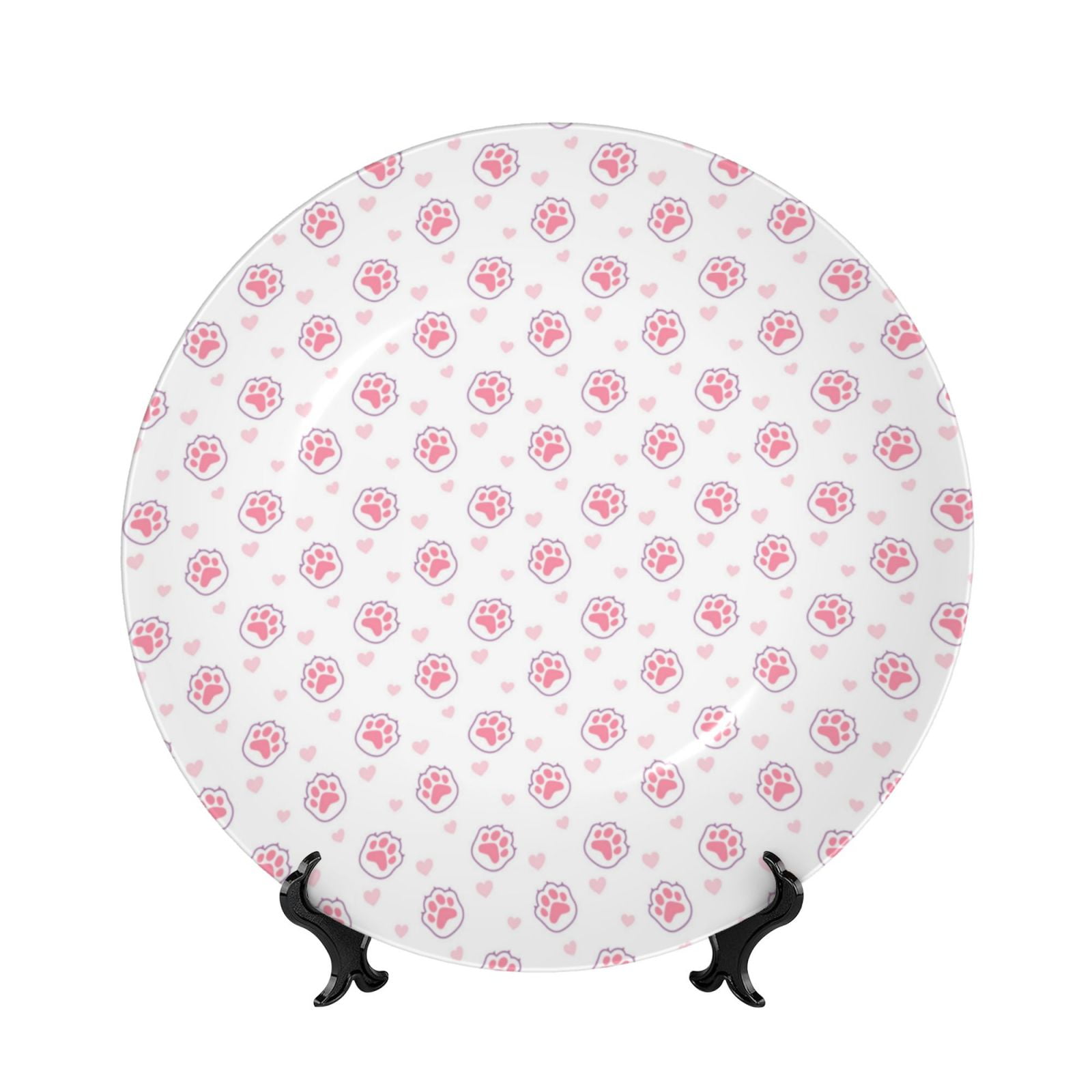 Balery Animal Pink Color Paw Print Bone China Decorative Plate Ceramic ...