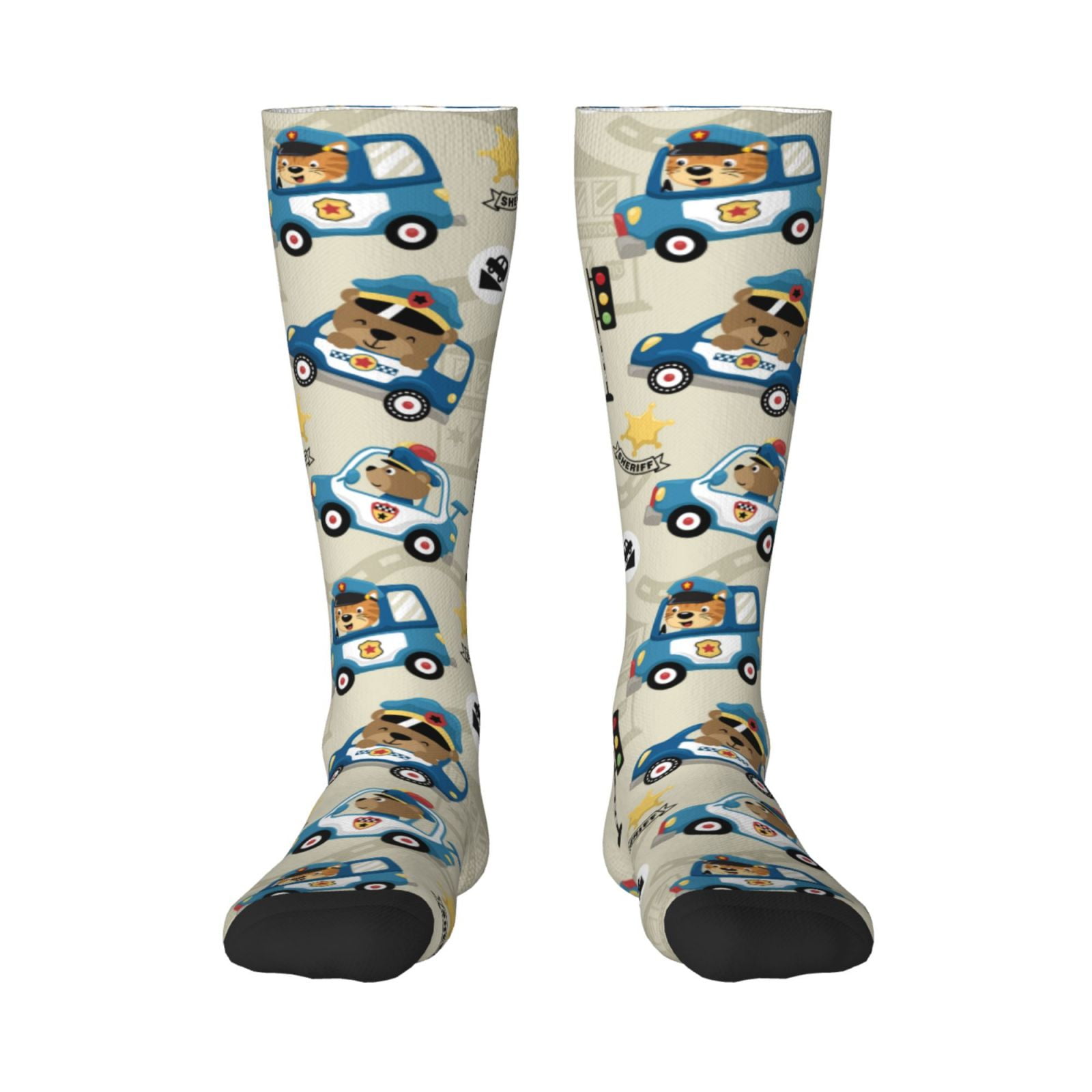 Balery Animals Driving Police Car Fun Novelty Socks Men'S Women'S Crew ...