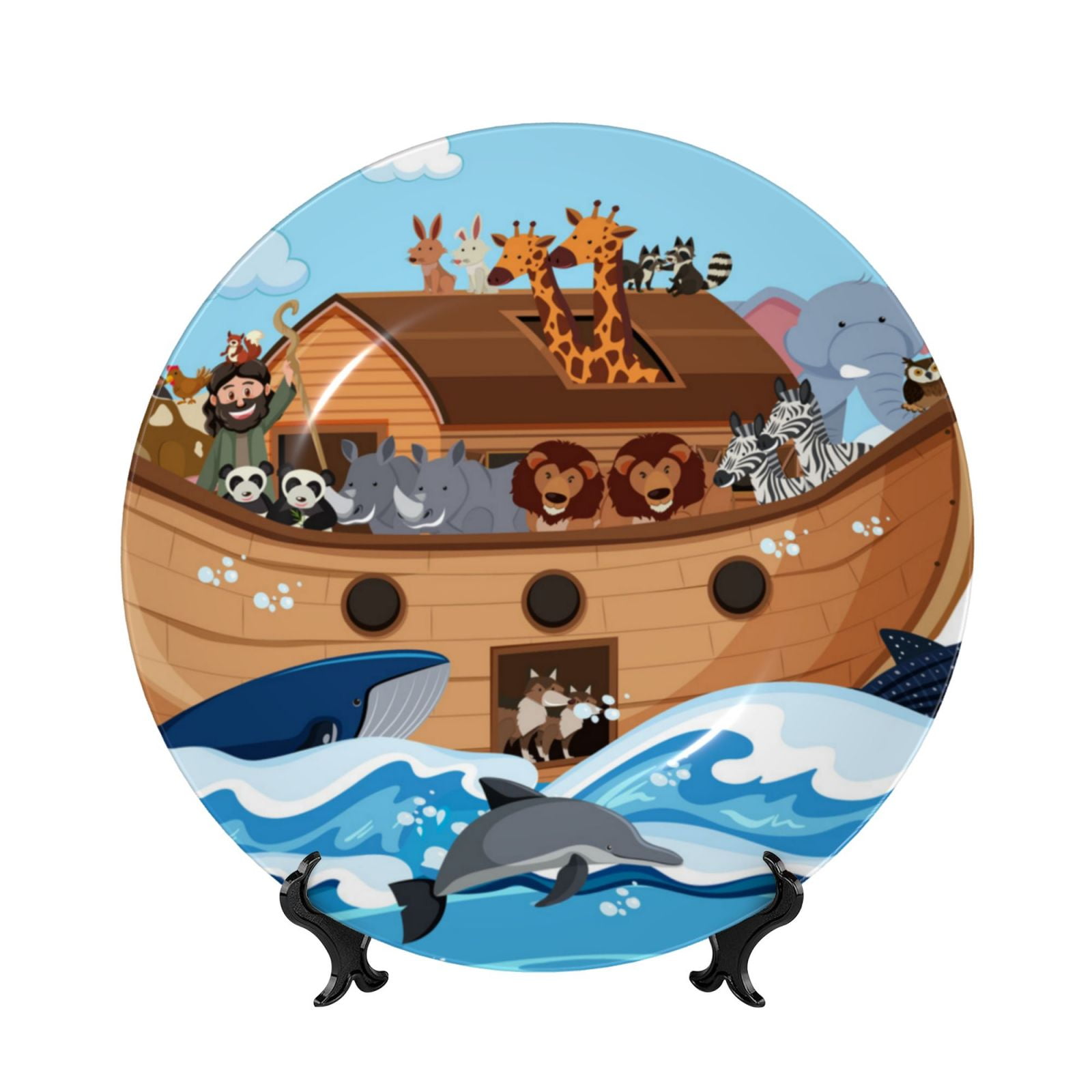 Balery Animals on Noah's Ark Print Bone China Decorative Plate Ceramic ...