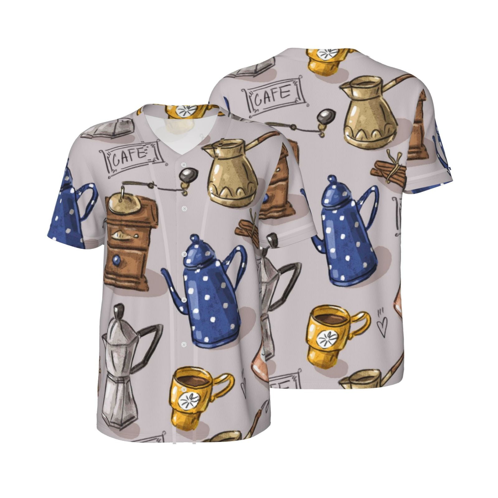 Balery Antique Vintage Teapot Coffee Grinder Baseball Jersey for Men ...