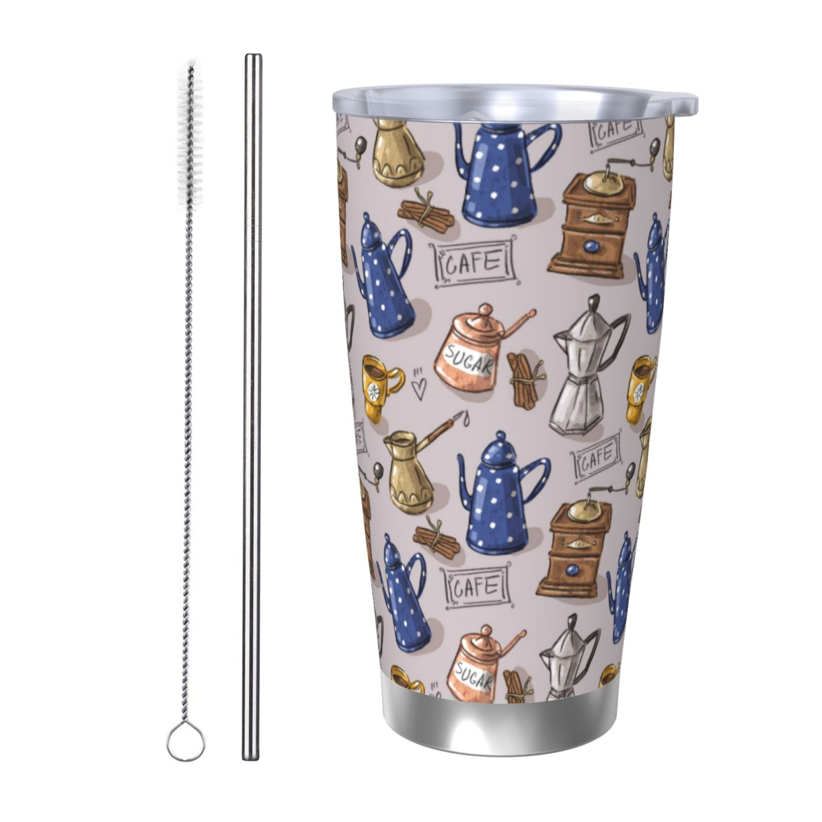 Balery Antique Vintage Teapot Coffee Grinder Pattern 20oz Insulated Car ...