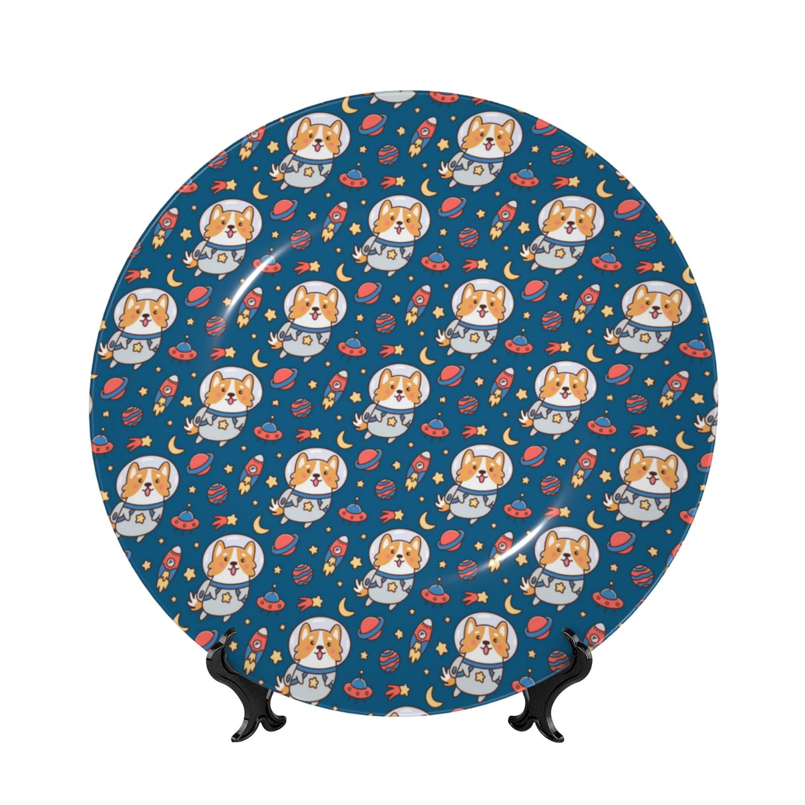 Balery Astronaut Corgi Dog Print Bone China Decorative Plate Ceramic ...