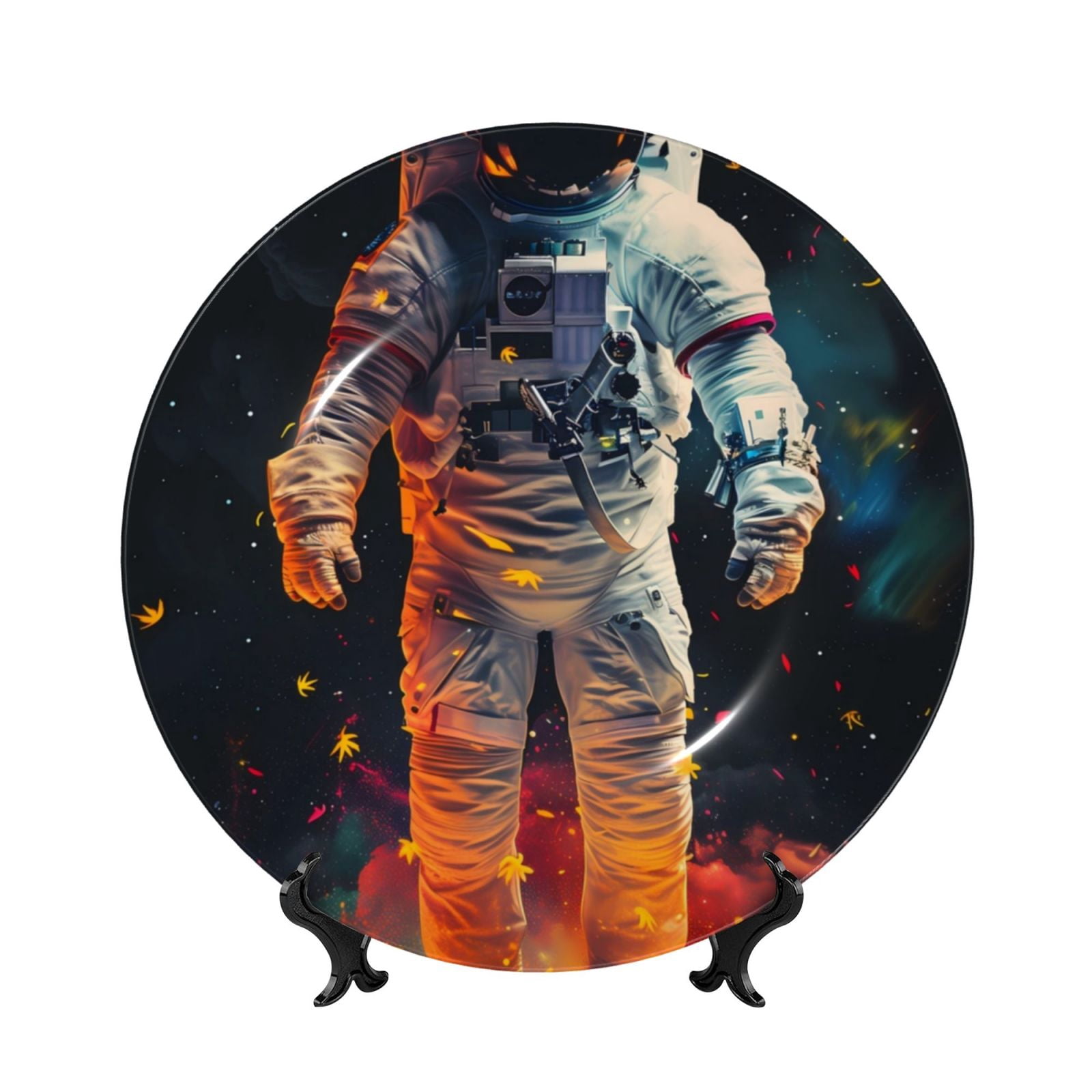 Balery Astronaut Cosmic Rainbow Print Bone China Decorative Plate ...