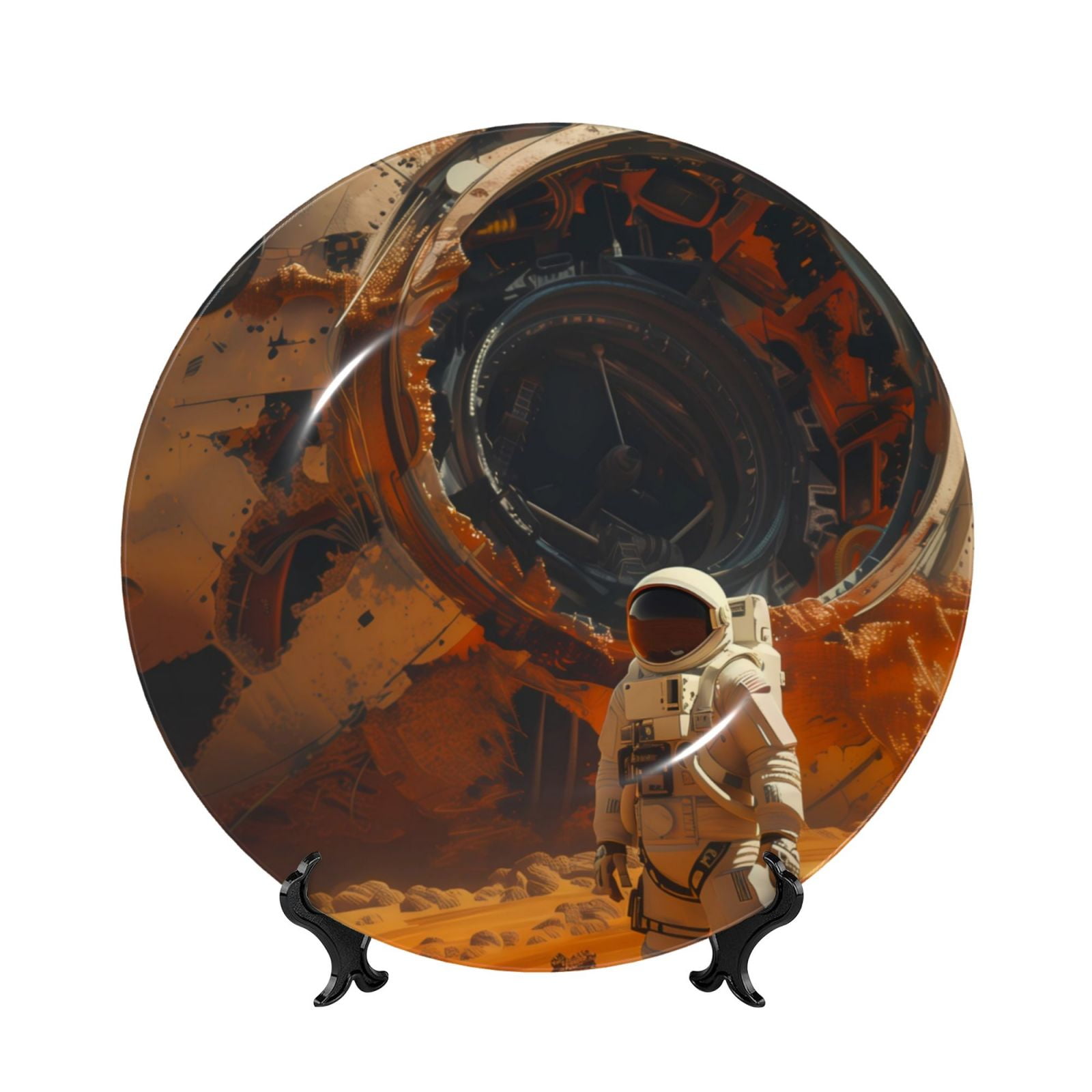 Balery Astronaut Exploring Mars Print Bone China Decorative Plate ...