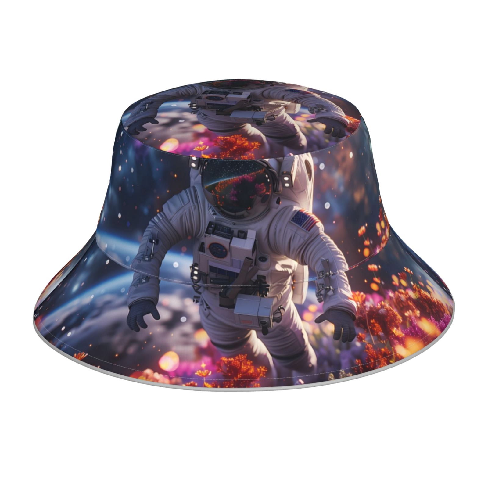 Balery Astronaut In Cosmic Garden Sun Hats for Men Women Bucket Hat UPF ...