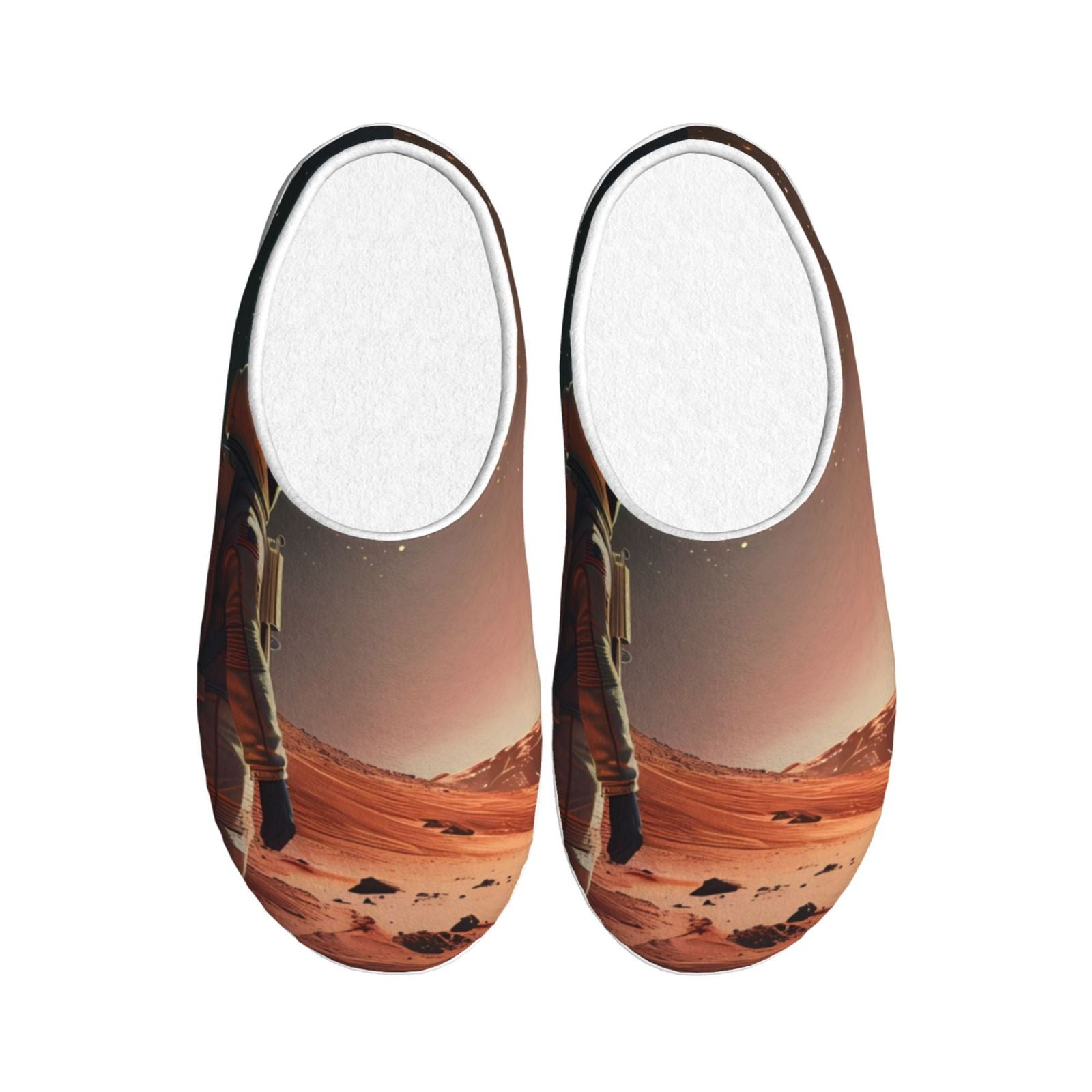 Balery Astronaut On Mars A Pattern Women's Fuzzy Memory Foam Slippers ...