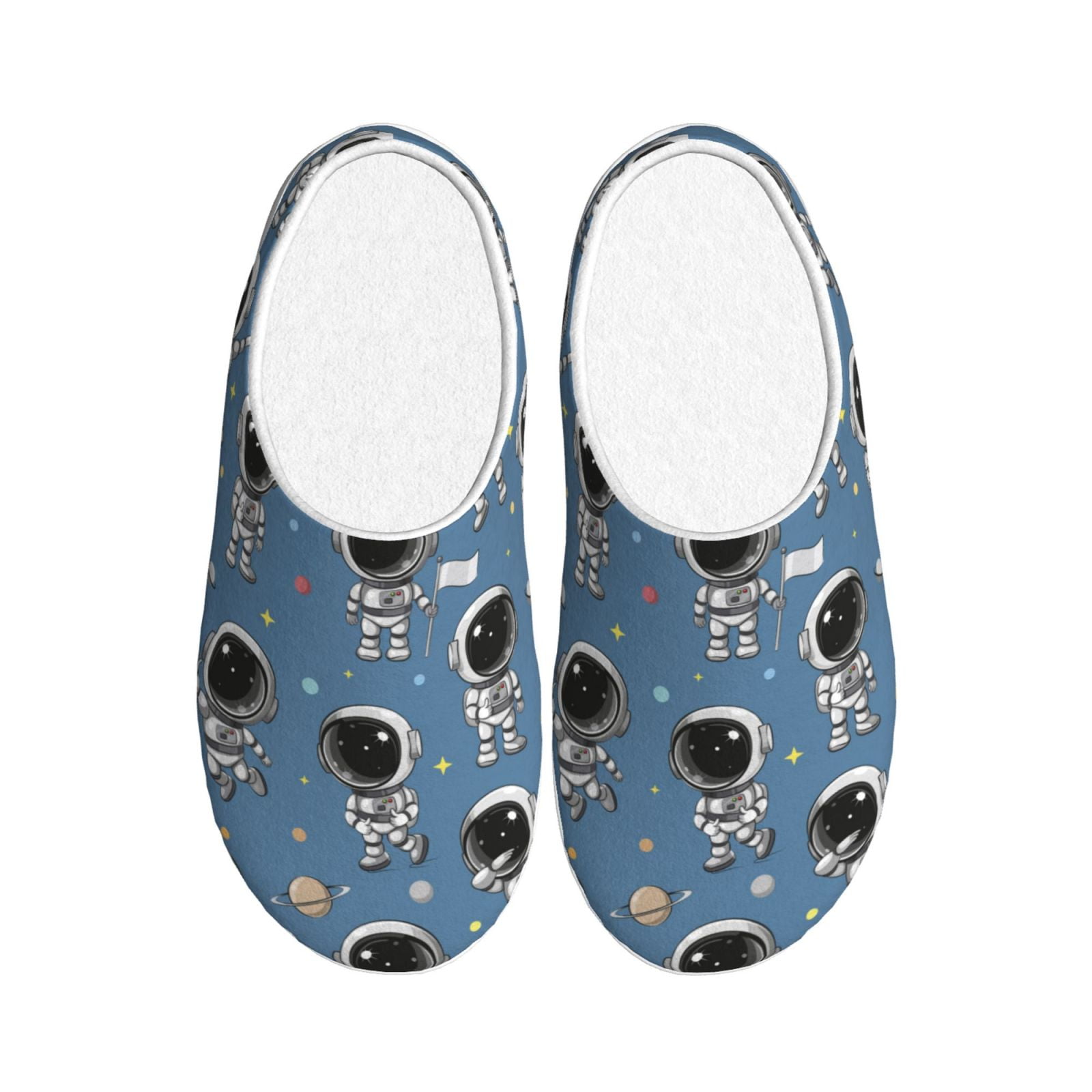 Balery Astronaut Pattern Women's Fuzzy Memory Foam Slippers Fluffy ...