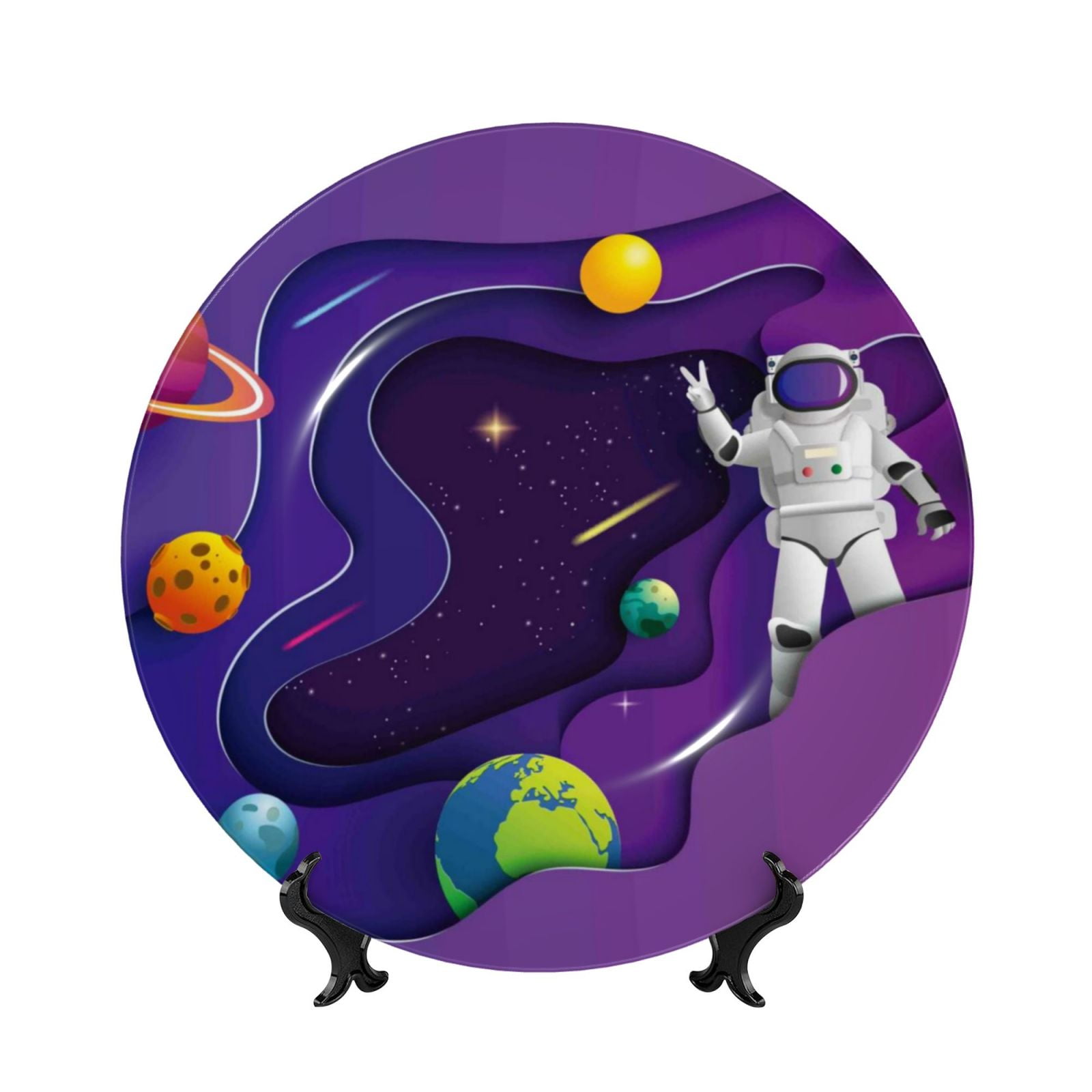Balery Astronaut Print Bone China Decorative Plate Ceramic Dinner ...