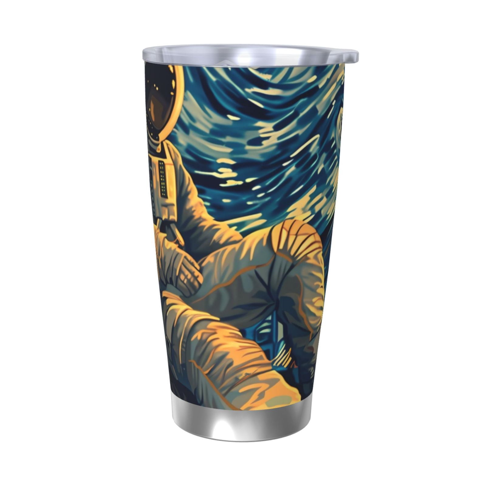 Balery Astronaut Starry Night Pattern 20oz Insulated Car Cup with Dual ...
