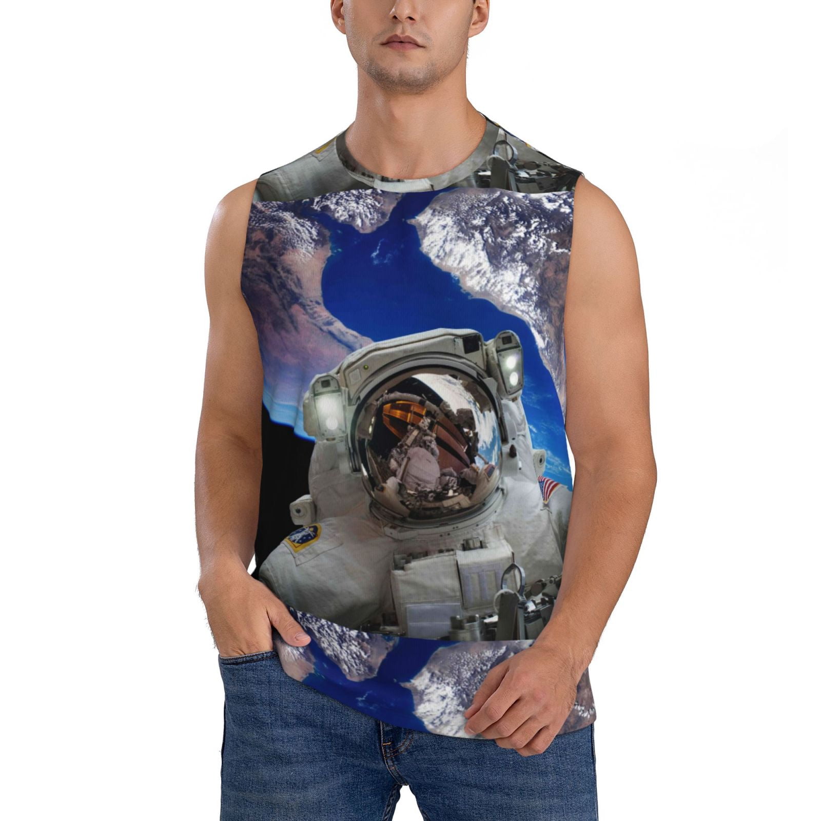 Balery Astronaut in Outer Space Men's Sleeveless Muscle Shirts Workout ...