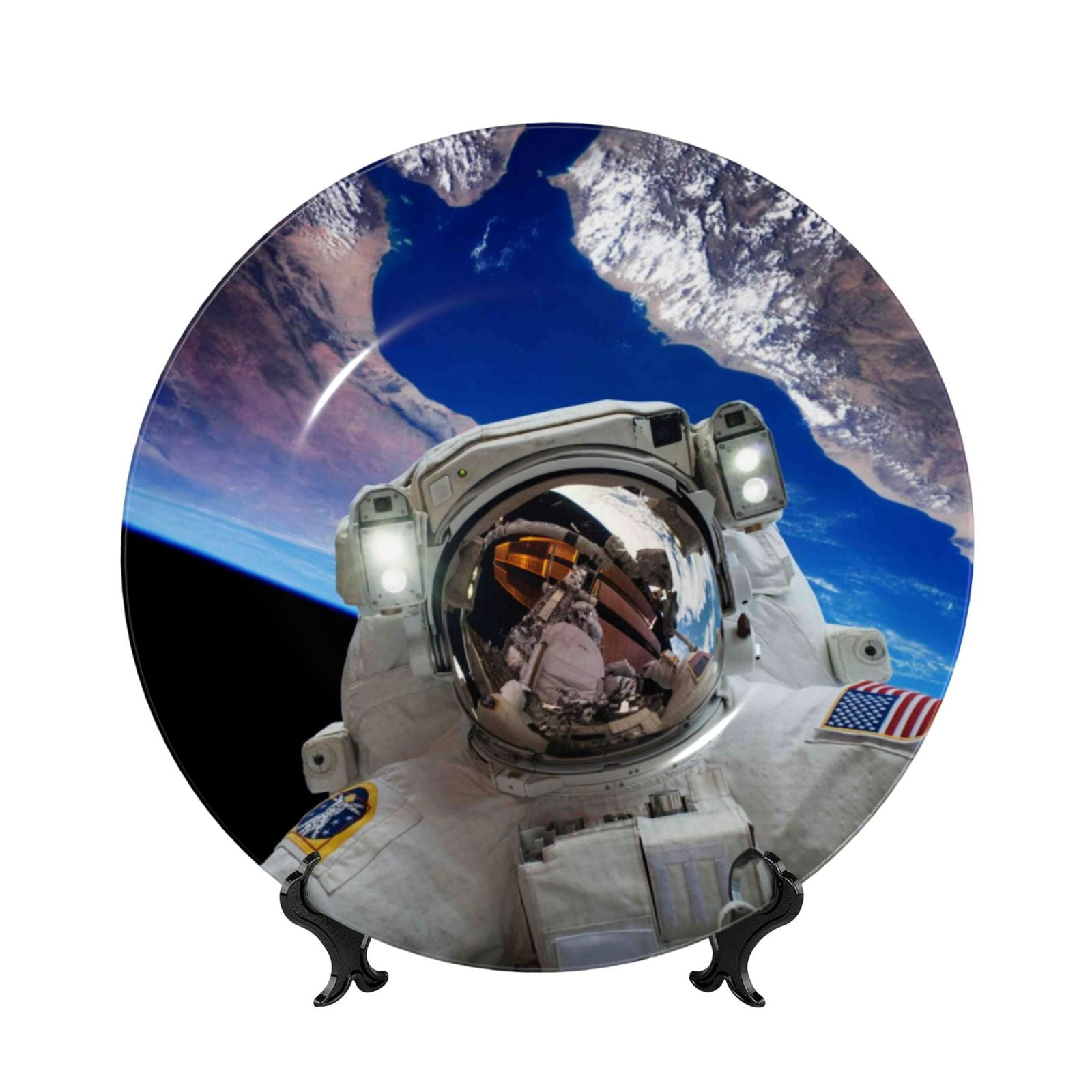 Balery Astronaut in Outer Space Print Bone China Decorative Plate ...