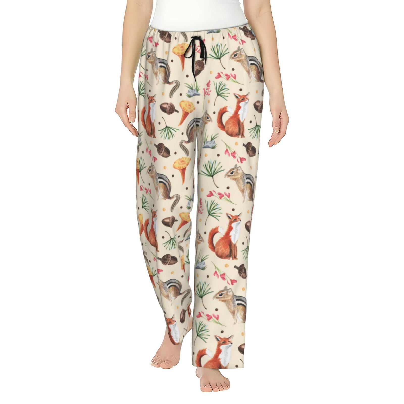 Balery Autumn Forest Animals print Women's Pajama Pants,Ultra ...