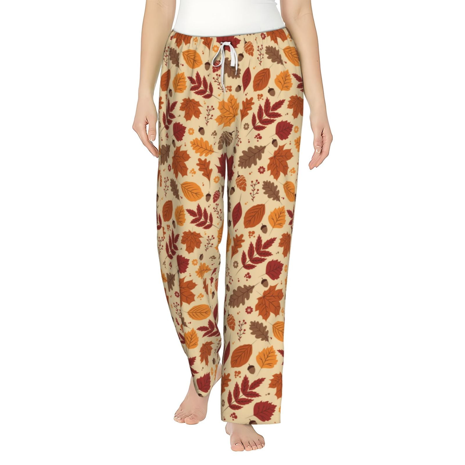 Balery Autumn Leaves 2 print Women's Pajama Pants,Ultra Lightweight Pjs ...