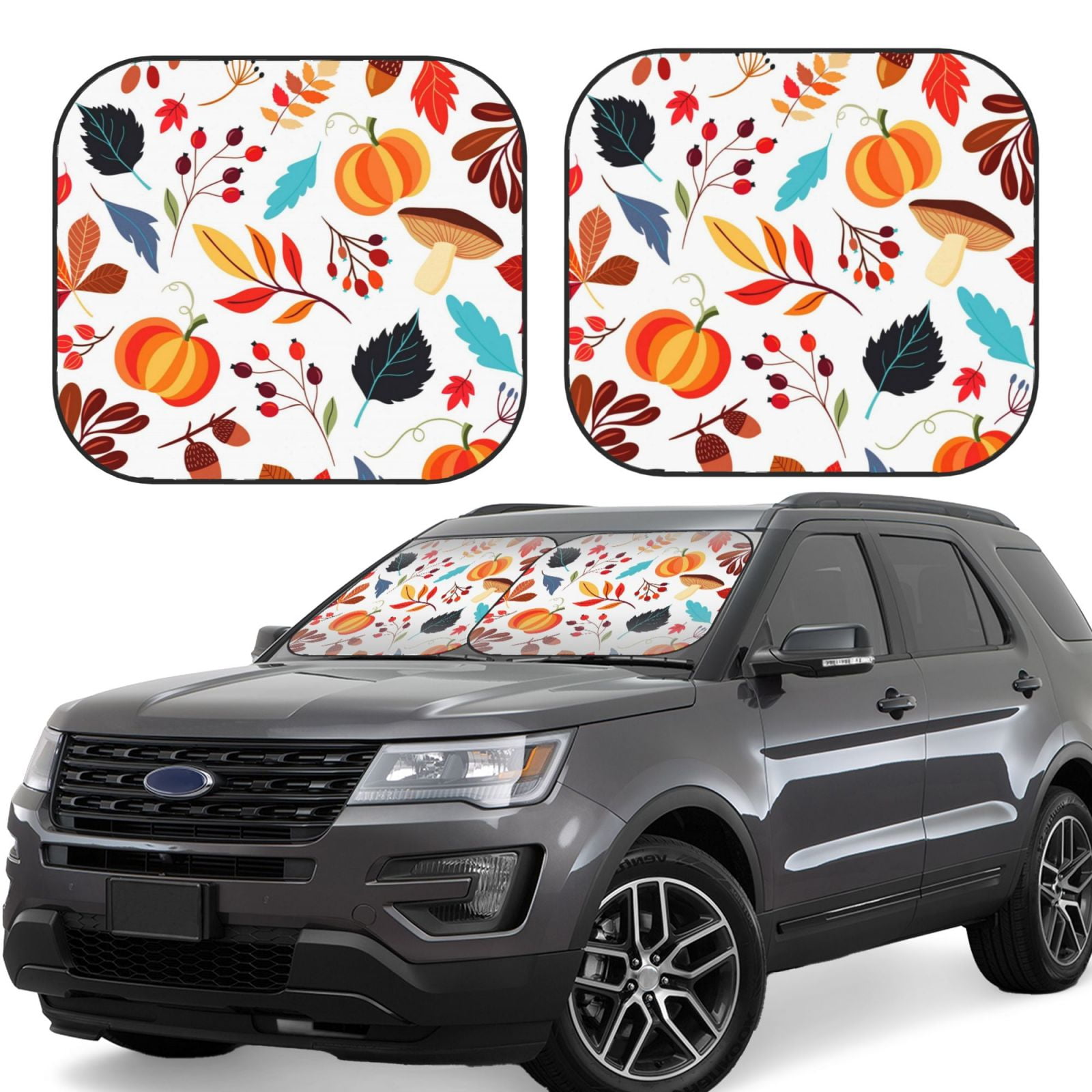 Balery Autumn Pumpkins Fall Leaves Sun Shield 2 Pack For Car Front ...