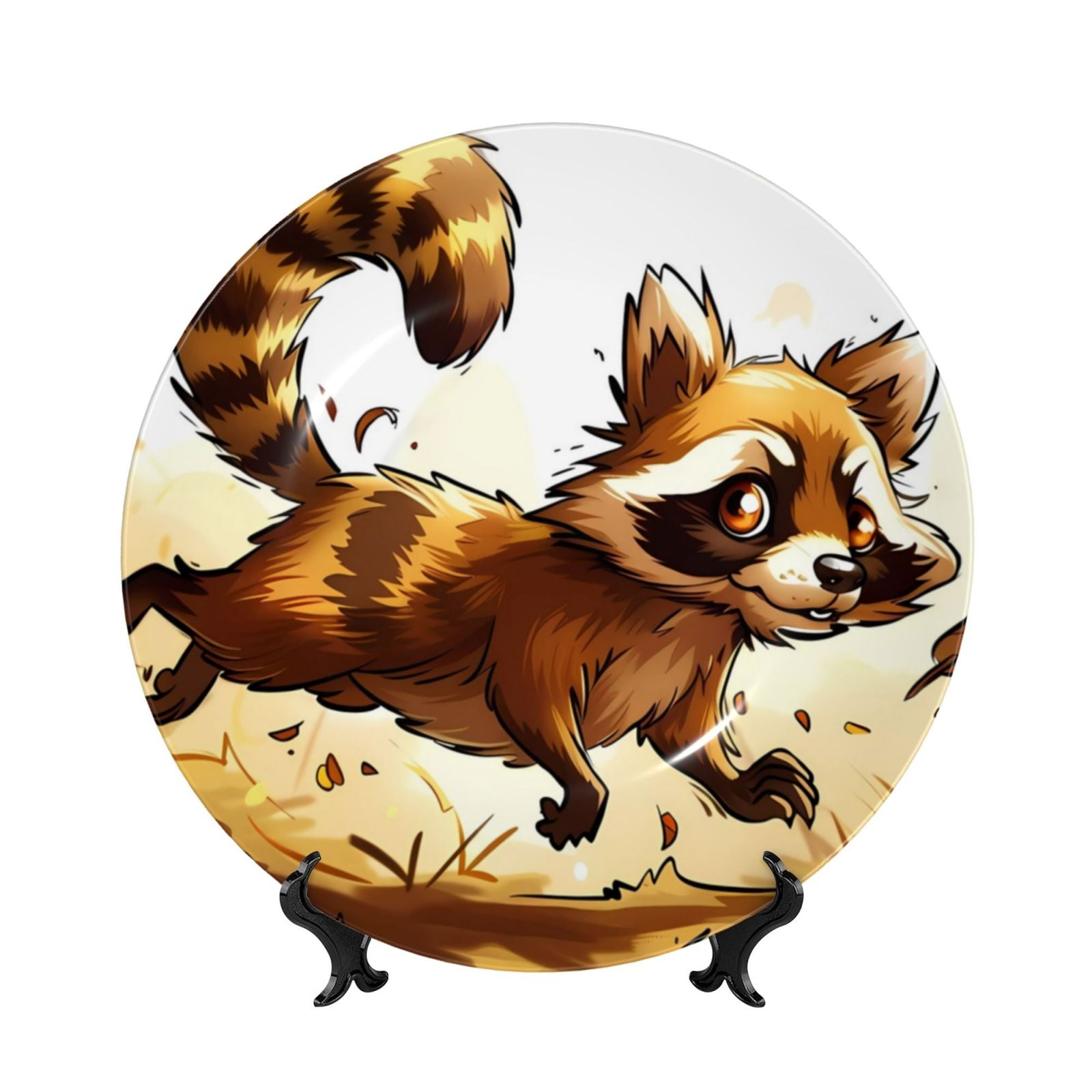 Balery Autumn Raccoon In Forest Print Bone China Decorative Plate ...
