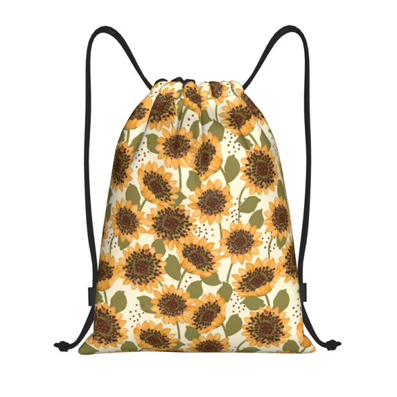 Balery Autumn Sunflowers Pattern Drawstring Backpack Bag Sport Gym ...