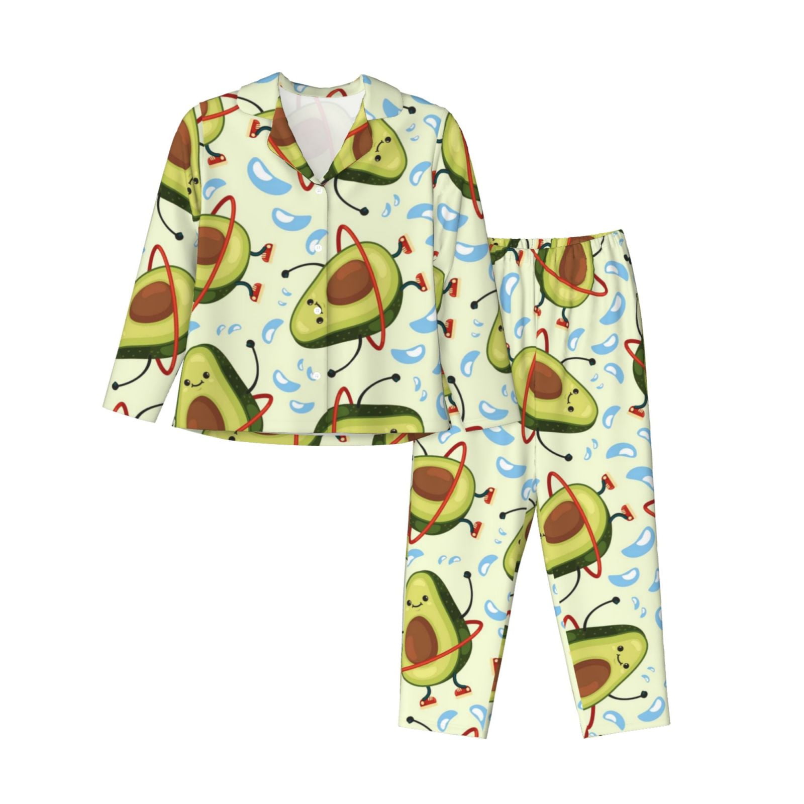 Balery Avocado Doing Sport Pattern Pajama Sets for Women Long Sleeve 2 ...