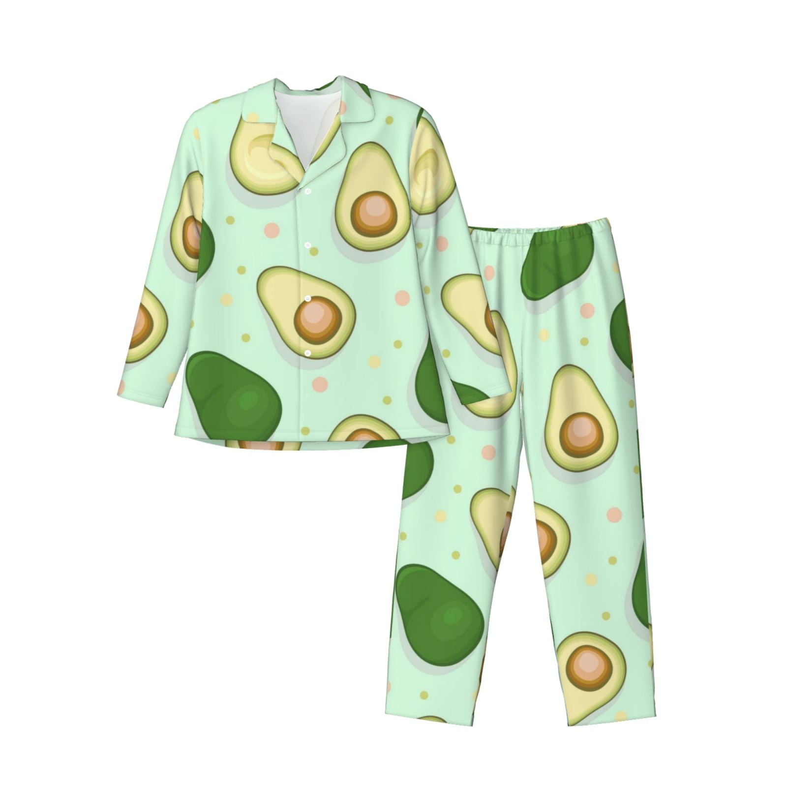 Balery Avocado Pattern Pajama Sets for Men Long Sleeve 2 Piece ...