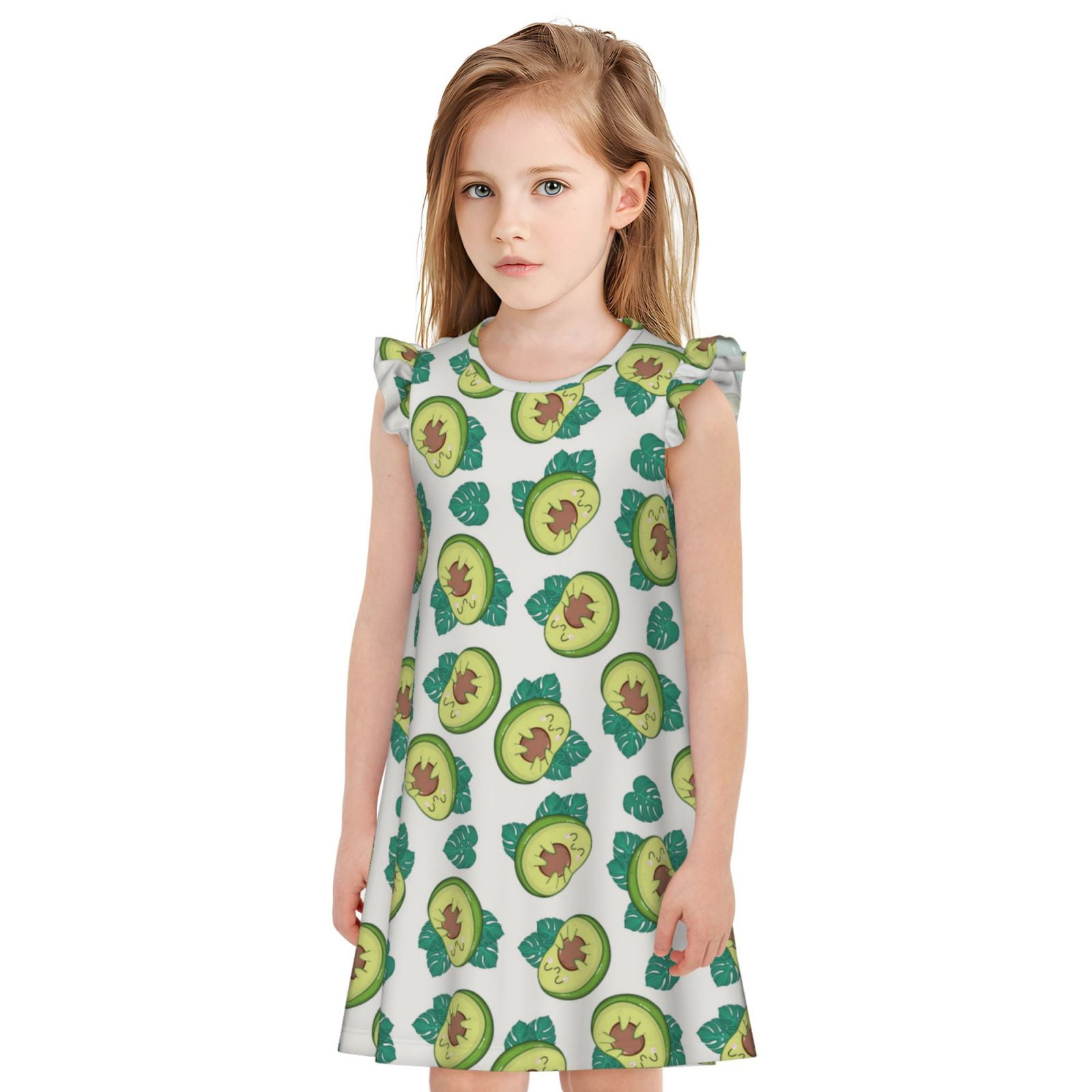 Balery Avocado Sleeping Pattern Princess Nightgown for Girls Flutter ...