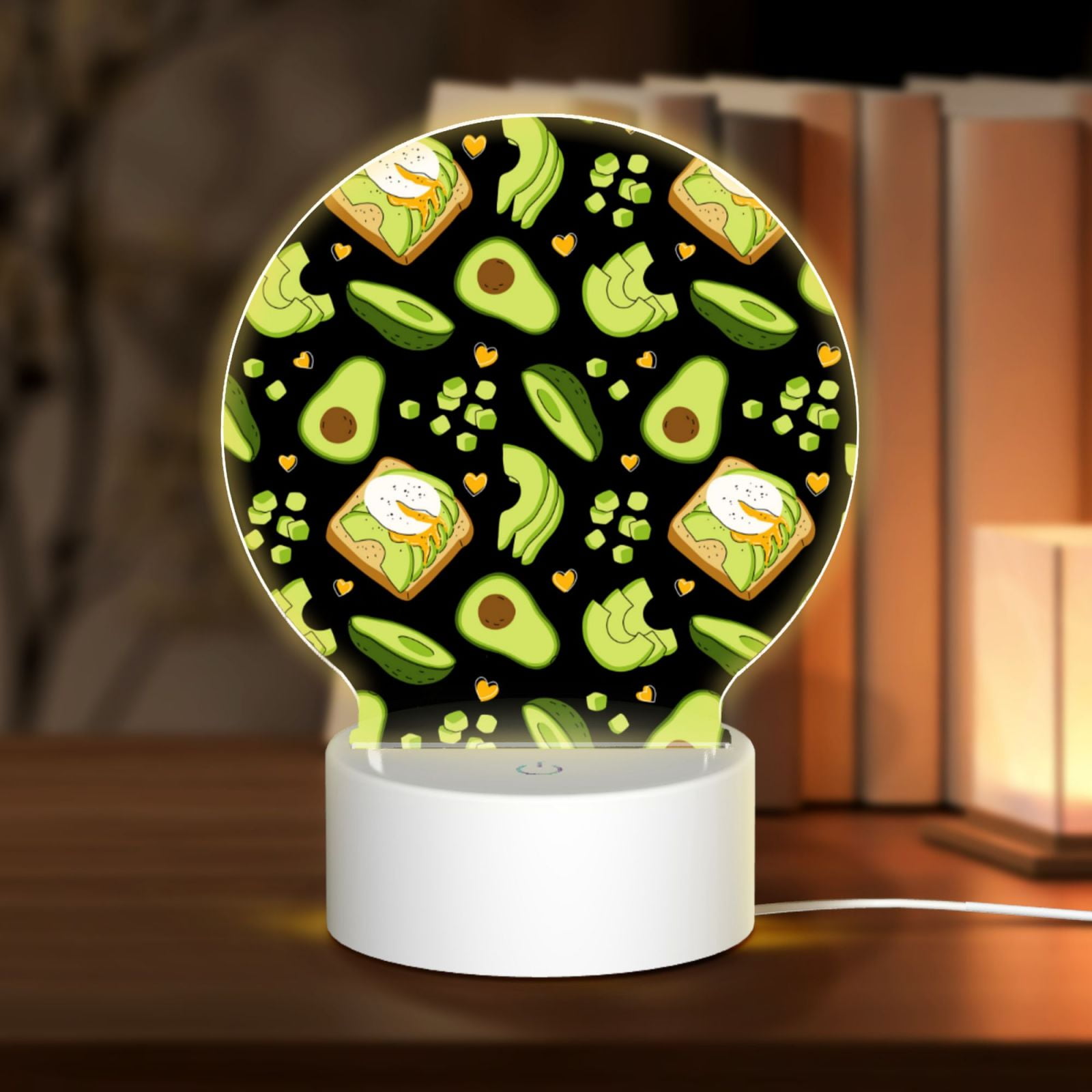 Balery Avocado Toast Pattern Acrylic Night Light Gift with 3 Color ...