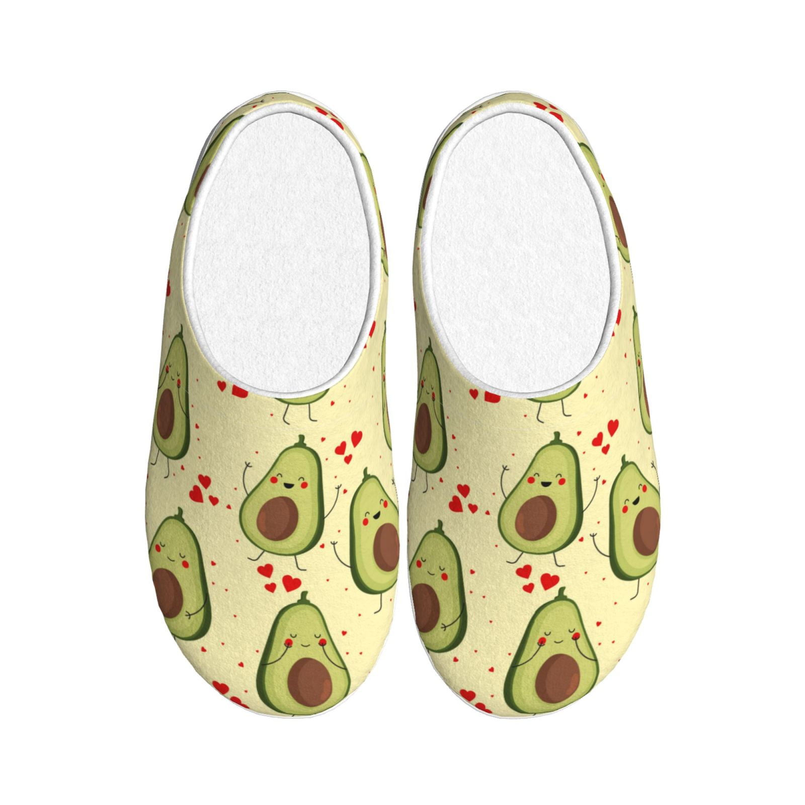 Balery Avocados And Hearts Pattern Women's Fuzzy Memory Foam Slippers ...