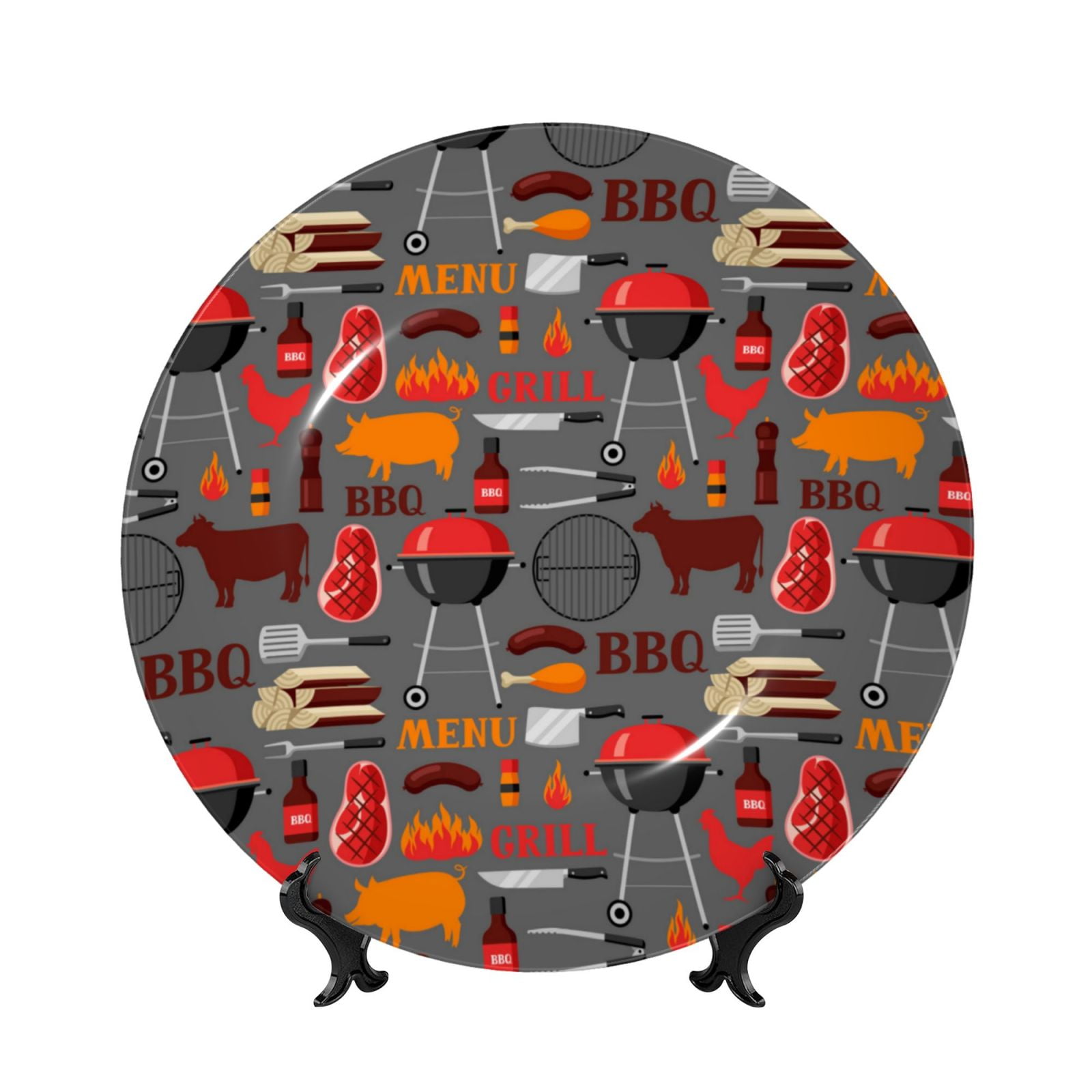 Balery BBQ Icons Print Bone China Decorative Plate Ceramic Dinner ...