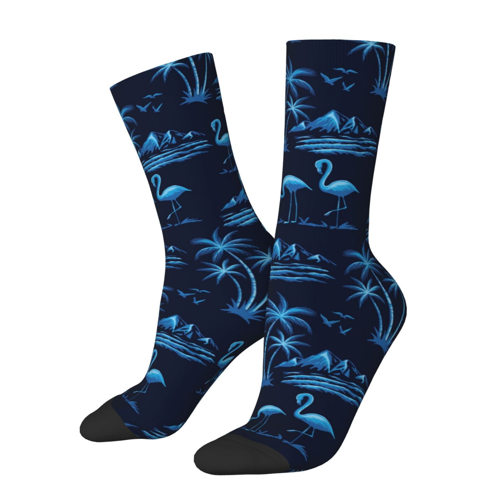 Balery BLUE Flamingo Birds Pattern Crew Socks Unisex– Soft & Breathable Socks for Men & Women ...