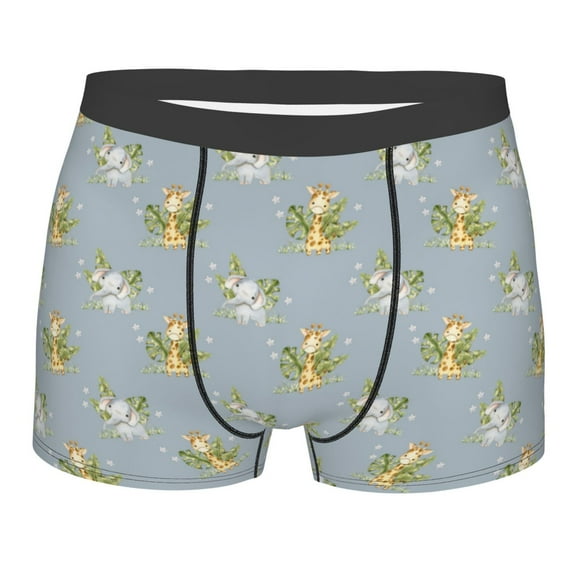 Balery Baby Elephant Giraffe Men's Boxer Briefs, Soft and Breathable ...