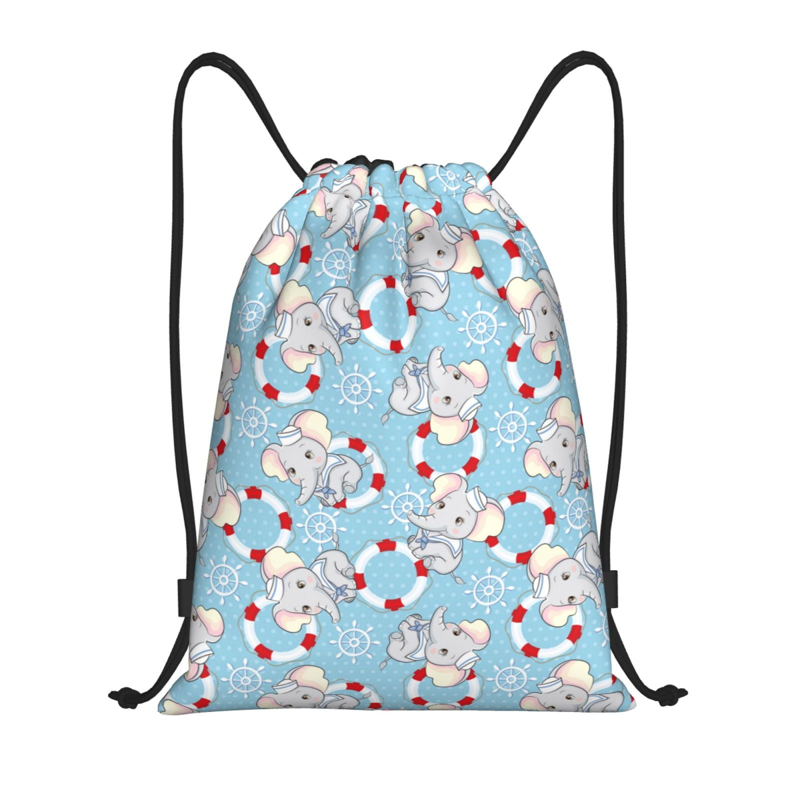 Balery Baby Elephant Pattern Drawstring Backpack Bag Sport Gym Sackpack ...