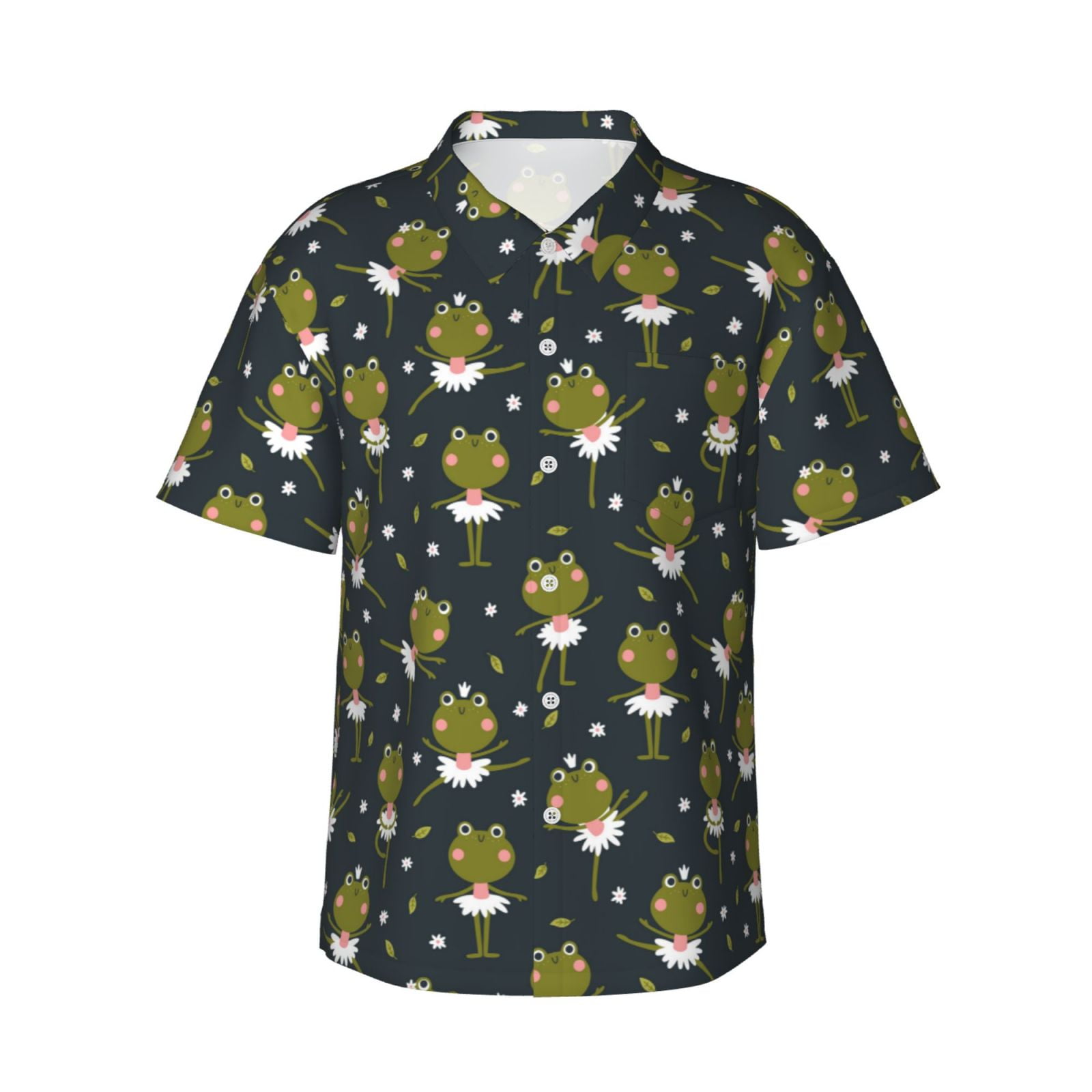 Balery Ballerina Frogs Print Men's Hawaiian Shirts Short Sleeve Beach ...