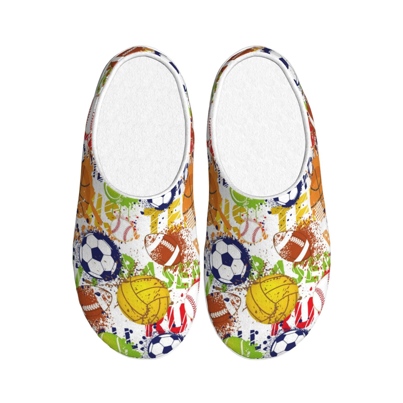 Balery Balls Pattern Women's Fuzzy Memory Foam Slippers Fluffy Winter ...