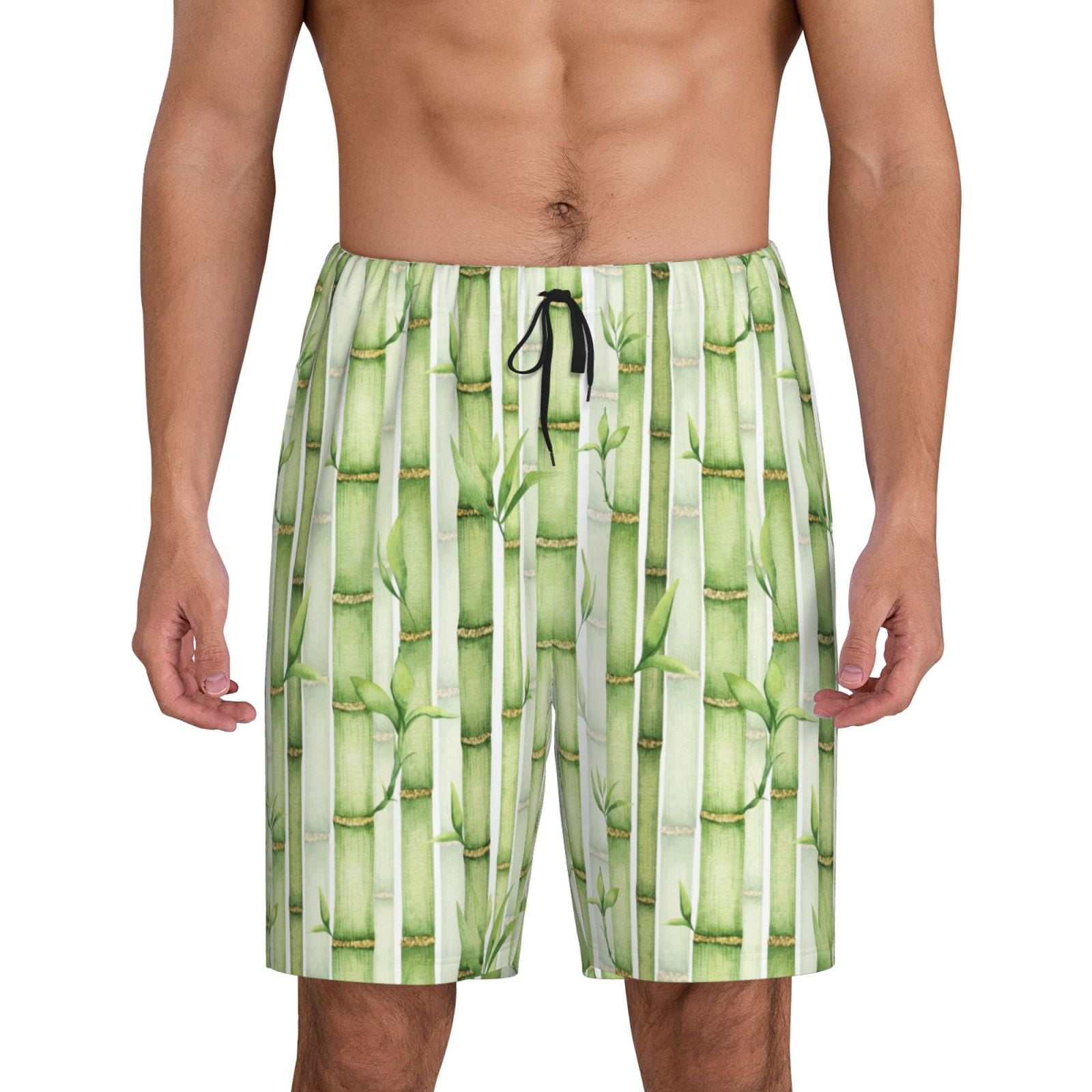 Balery Bamboo Stems And Leaves Men's Cotton Knit Pajama Shorts ...