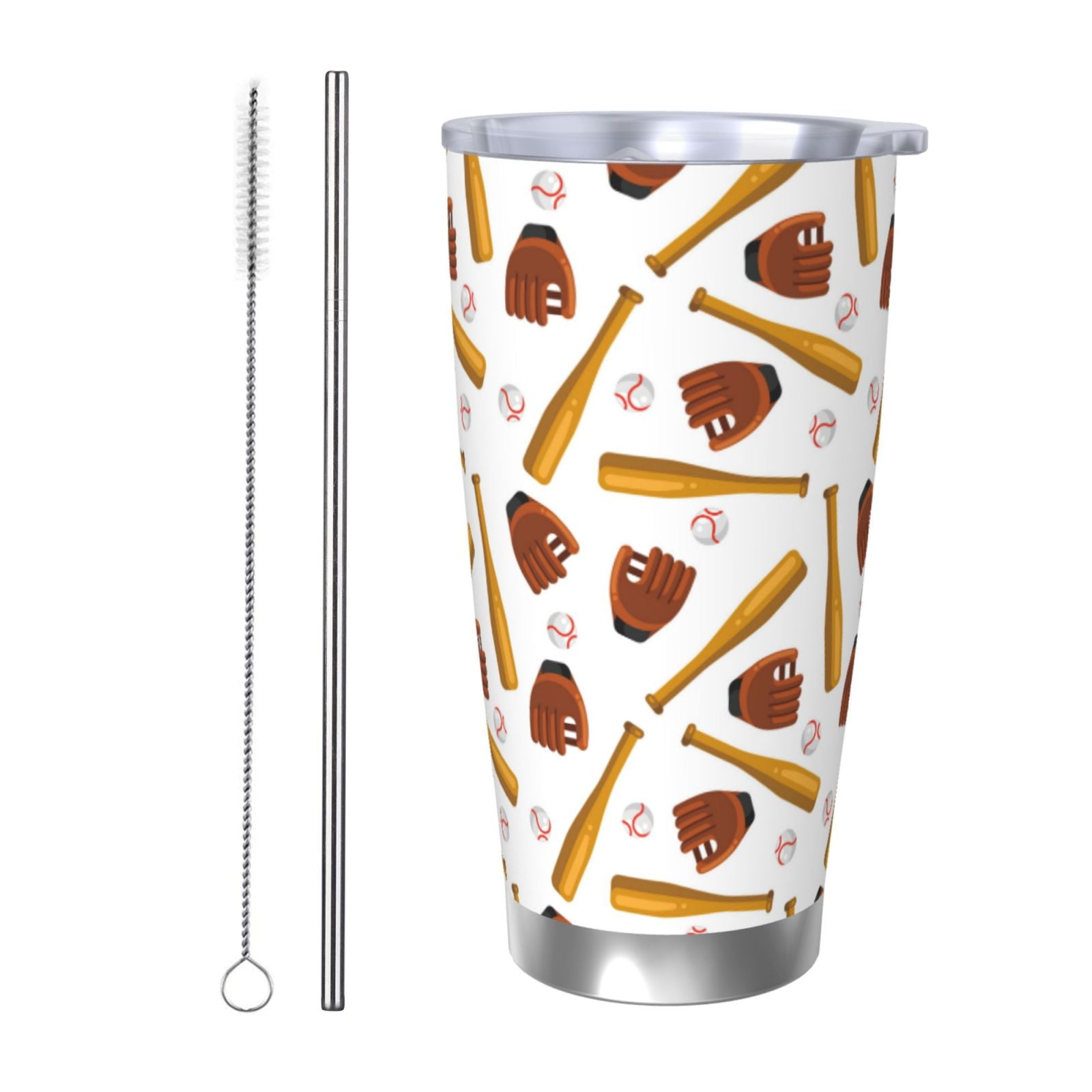 Balery Baseball Sport Pattern 20oz Insulated Car Cup with Dual Drink ...
