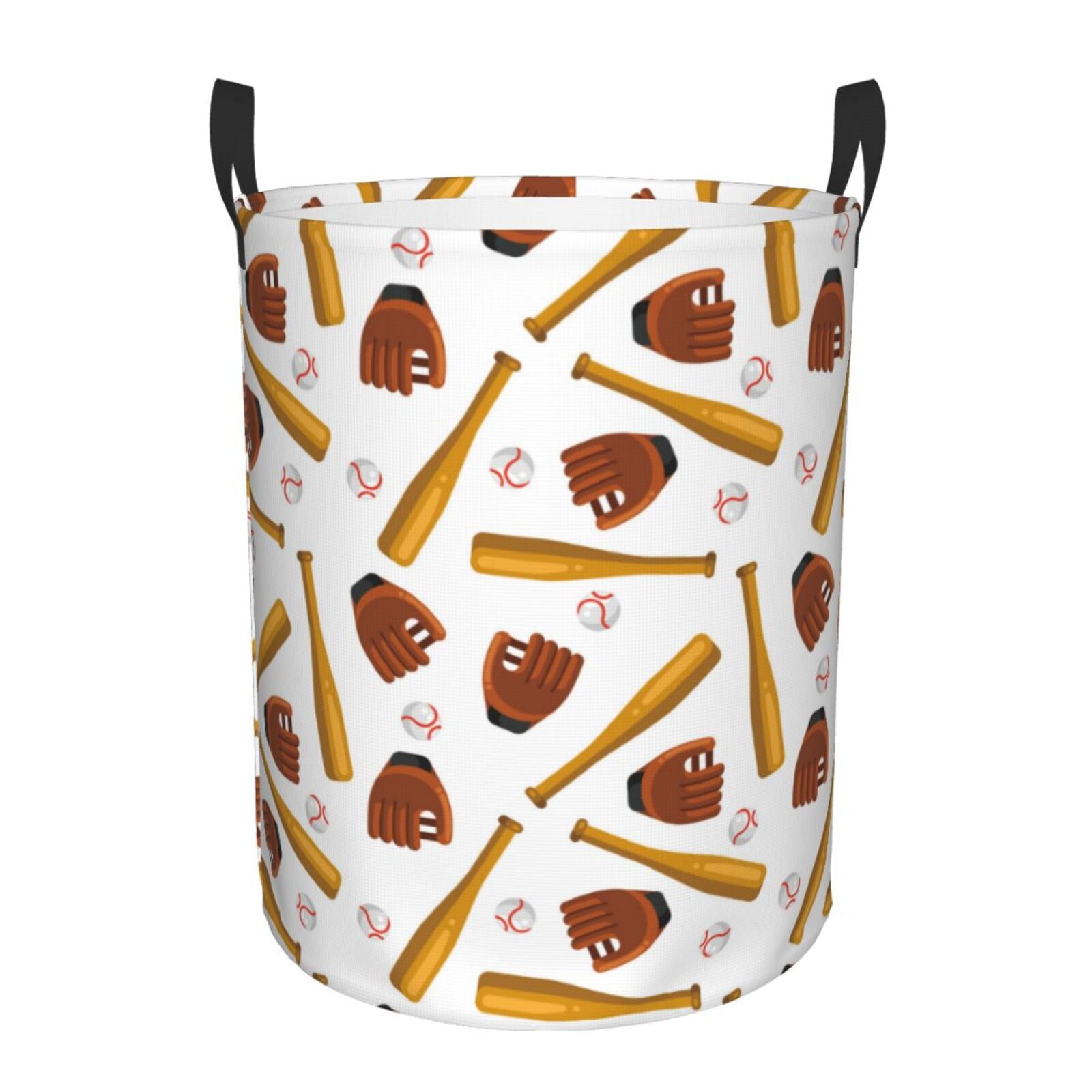 Balery Baseball Sport Round Laundry Basket with Handles Waterproof ...