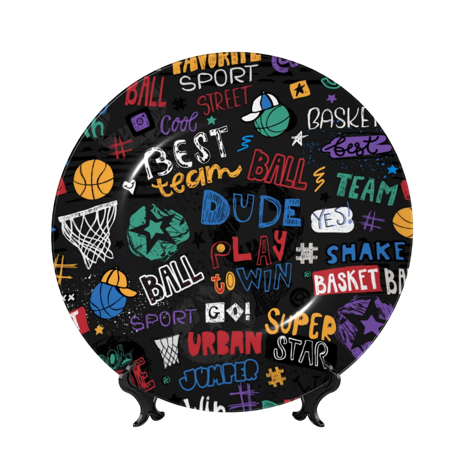 Balery Basketball Print Bone China Decorative Plate Ceramic Dinner ...